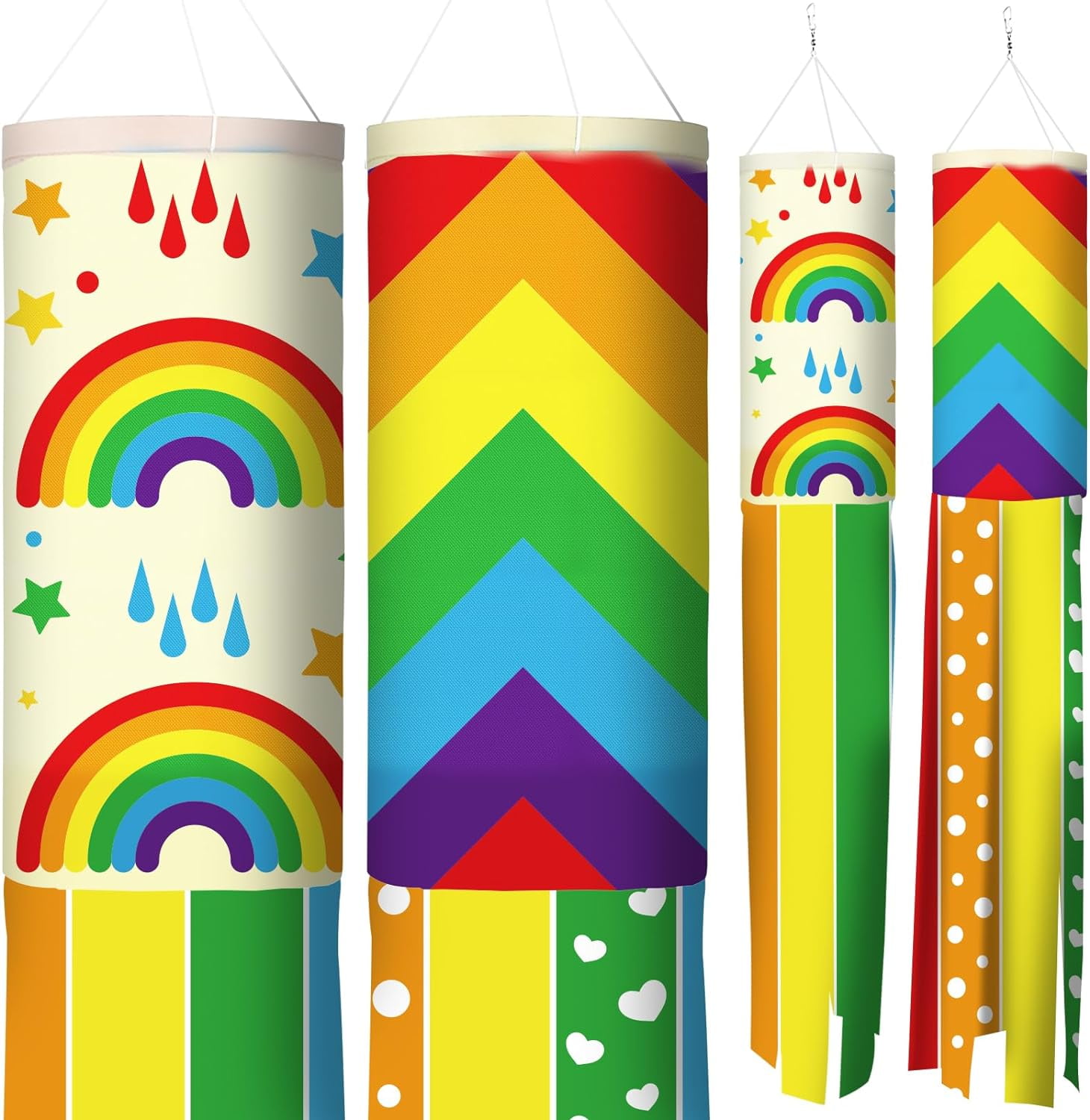 Polyester Windsock Streamer Flag with Alloy Clasps Rainbow Pattern ...