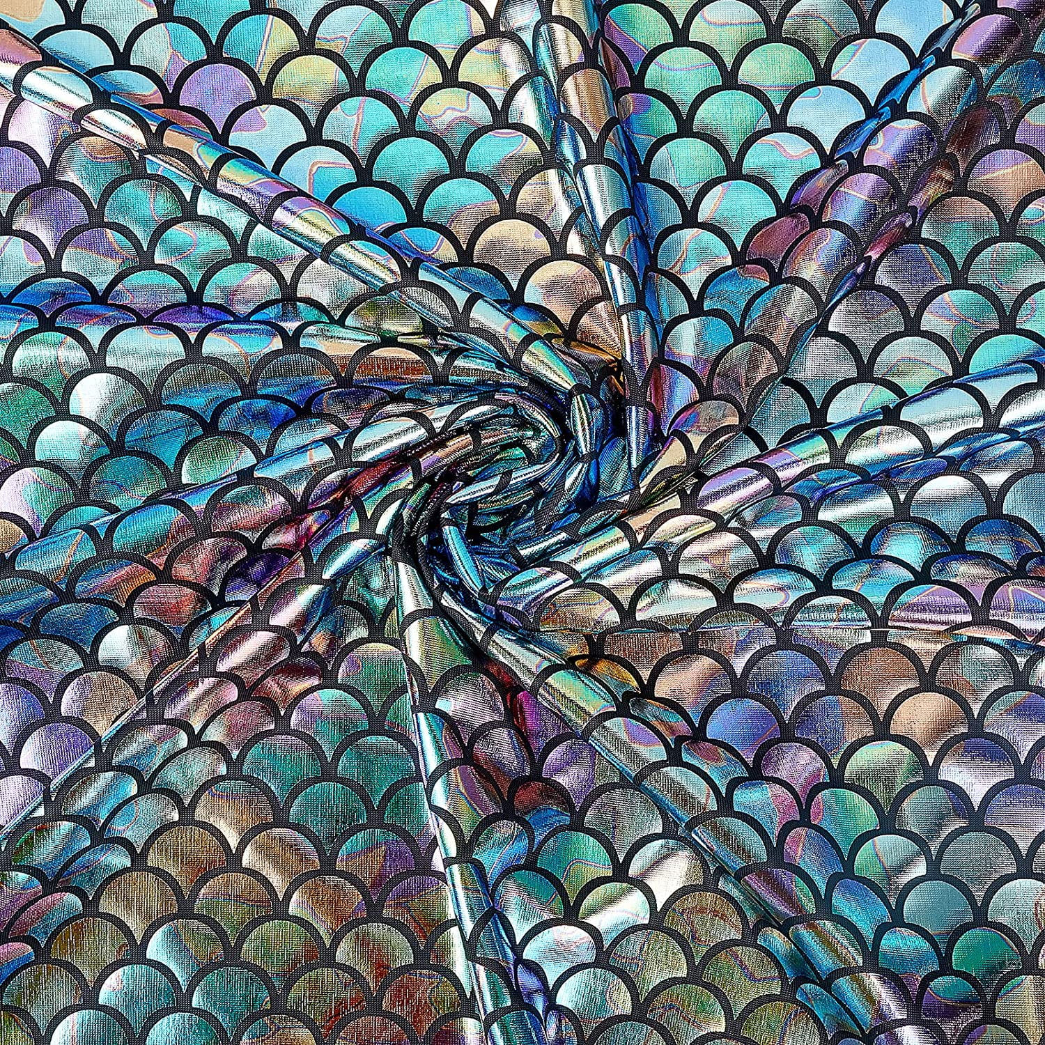 Polyester and Spandex Mermaid/Fish Scales Fabric Colorful 1500x0.2mm ...