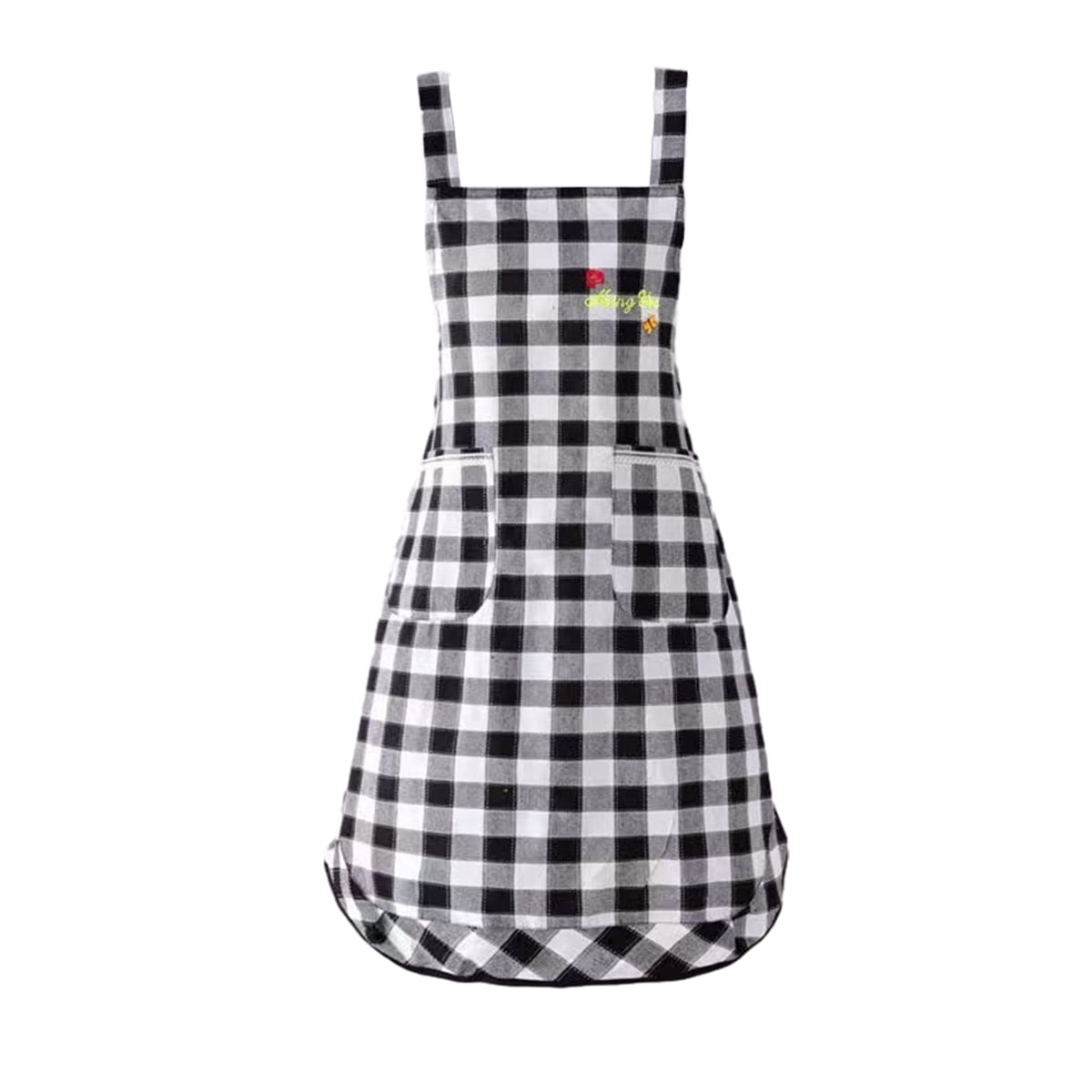 Polyester fashion apron women's double pocket kitchen cooking waist ...