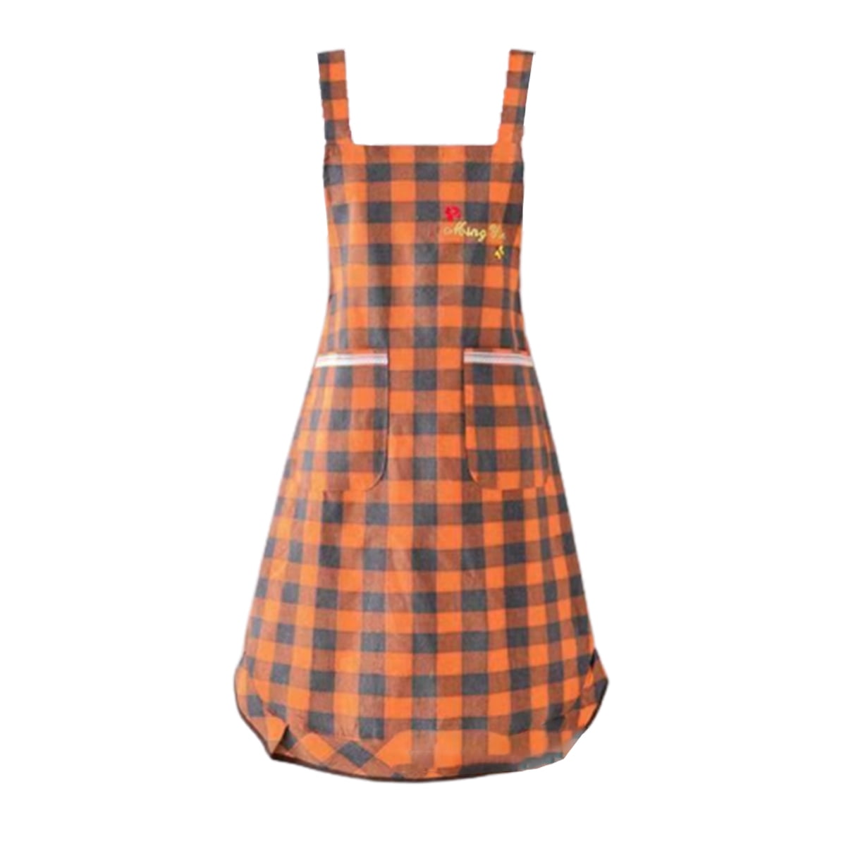 Polyester fashion apron women's double pocket kitchen cooking waist ...