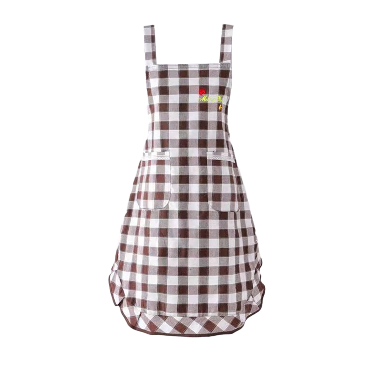 Polyester fashion apron women's double pocket kitchen cooking waist ...