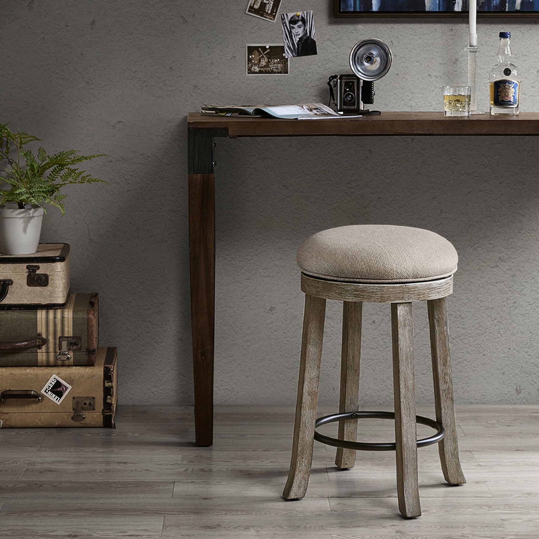 Polyester upholstered seat - 360 - degree rotation - Bar counter ...