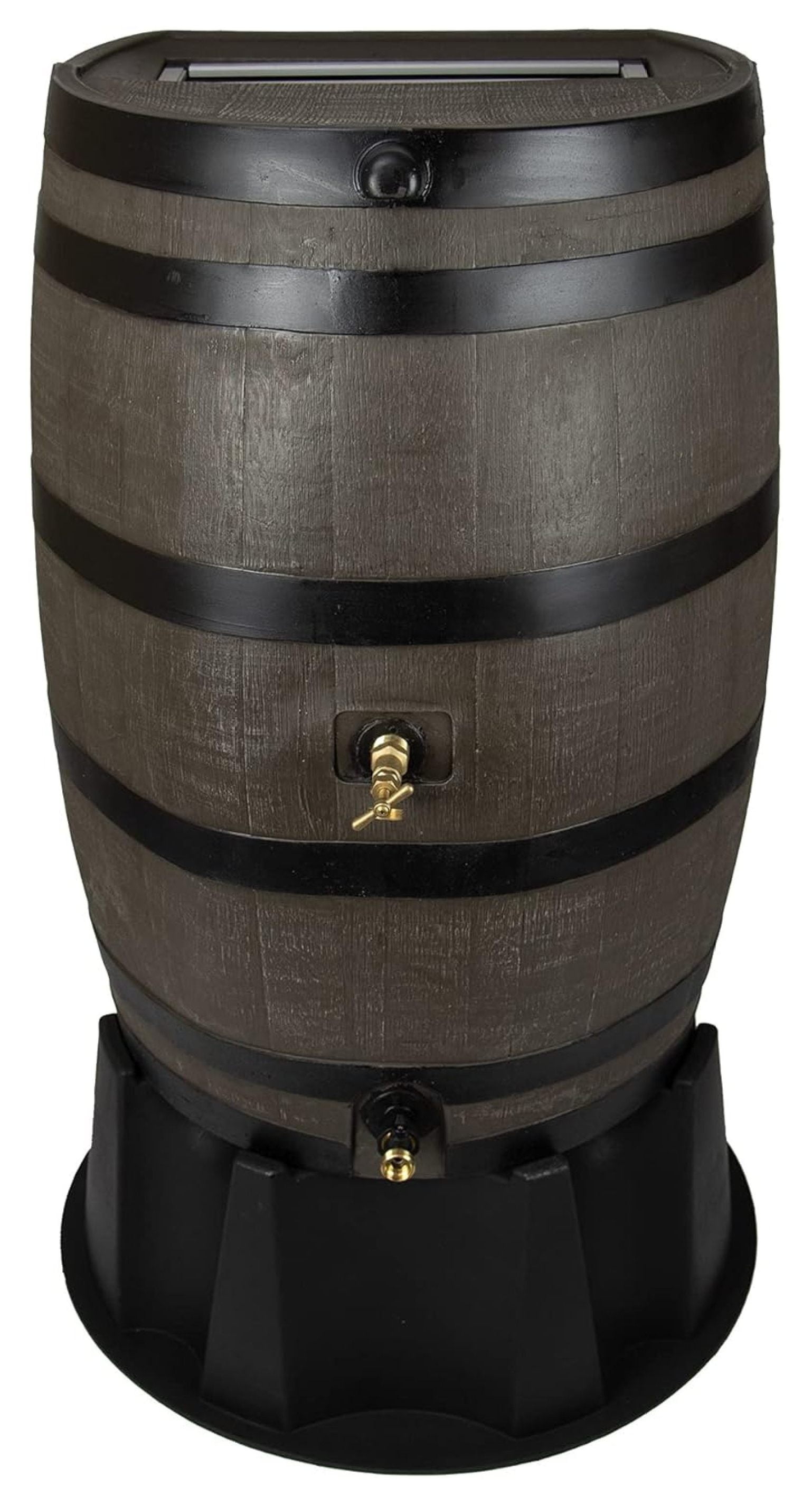 Polyethylene 50 Gallon Flat Back Dual Spigot Rain Barrel with Stand ...