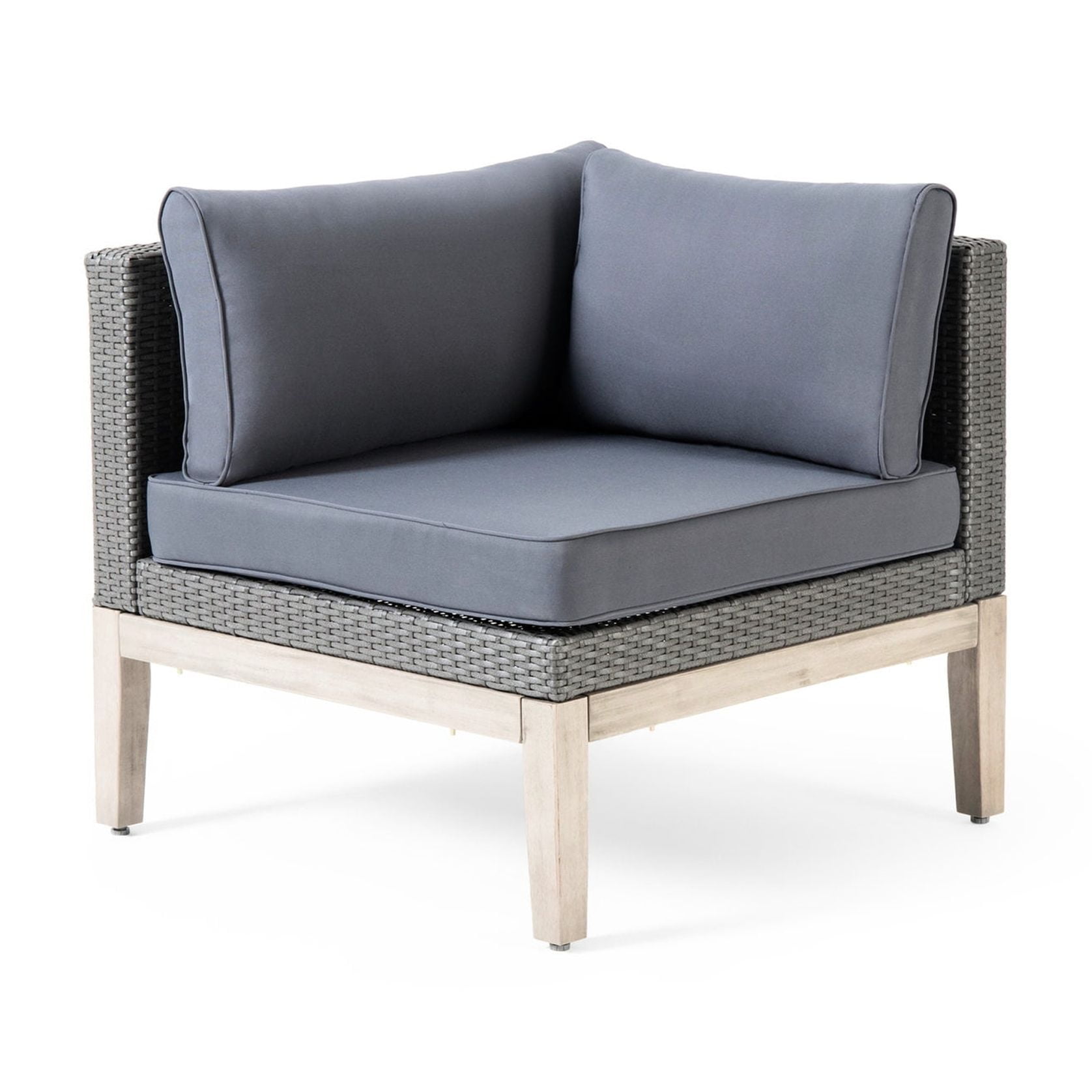 Polyethylene Rattan Finish & Acacia Wood / Outdoor Sofa Set with ...
