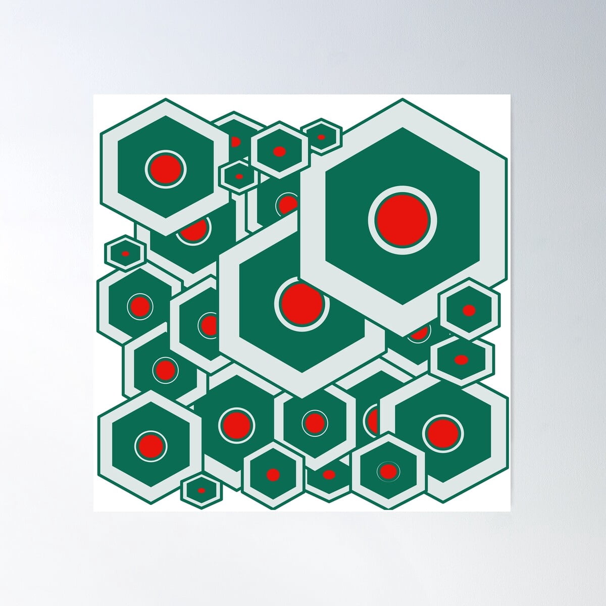 Polygons And Red Dots Abstract Pop Art Poster Wall Art, Modern Wall ...