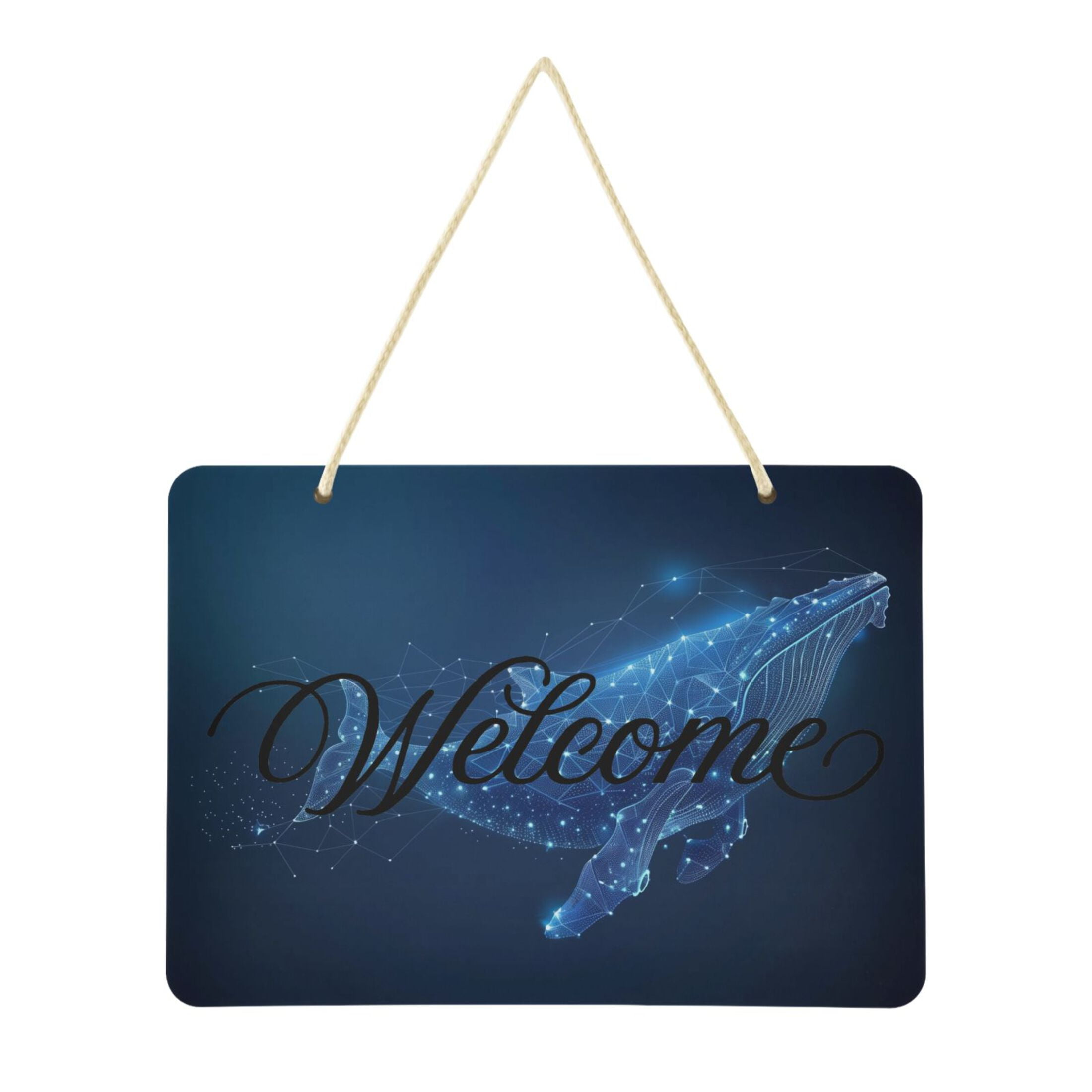 Polygons Blue Whale Welcome Sign Front Door PVC 14x10 inch Hanger Hello ...