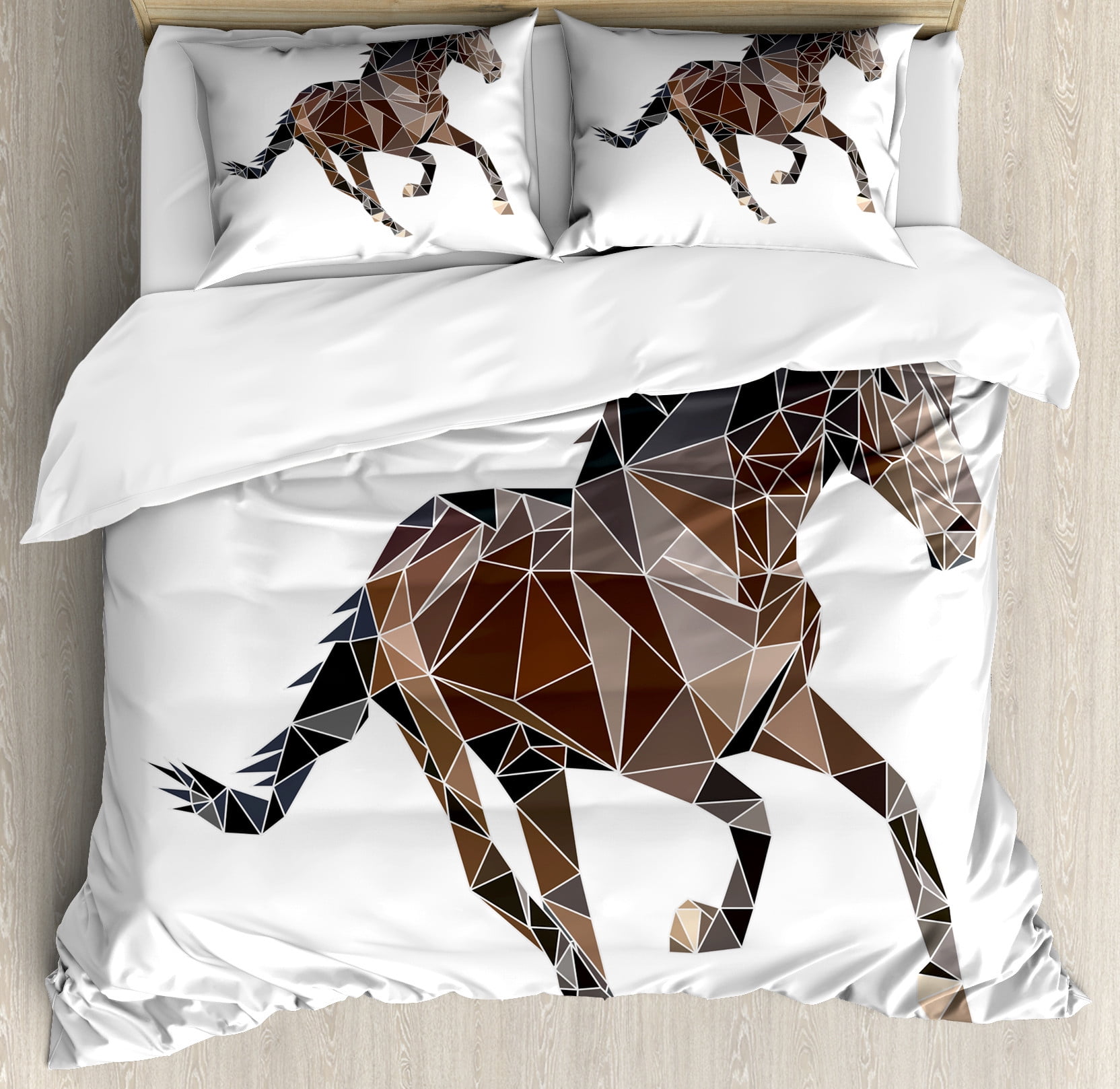 Polygons Duvet Cover Set, Abstract Geometric Triangular Design Running ...