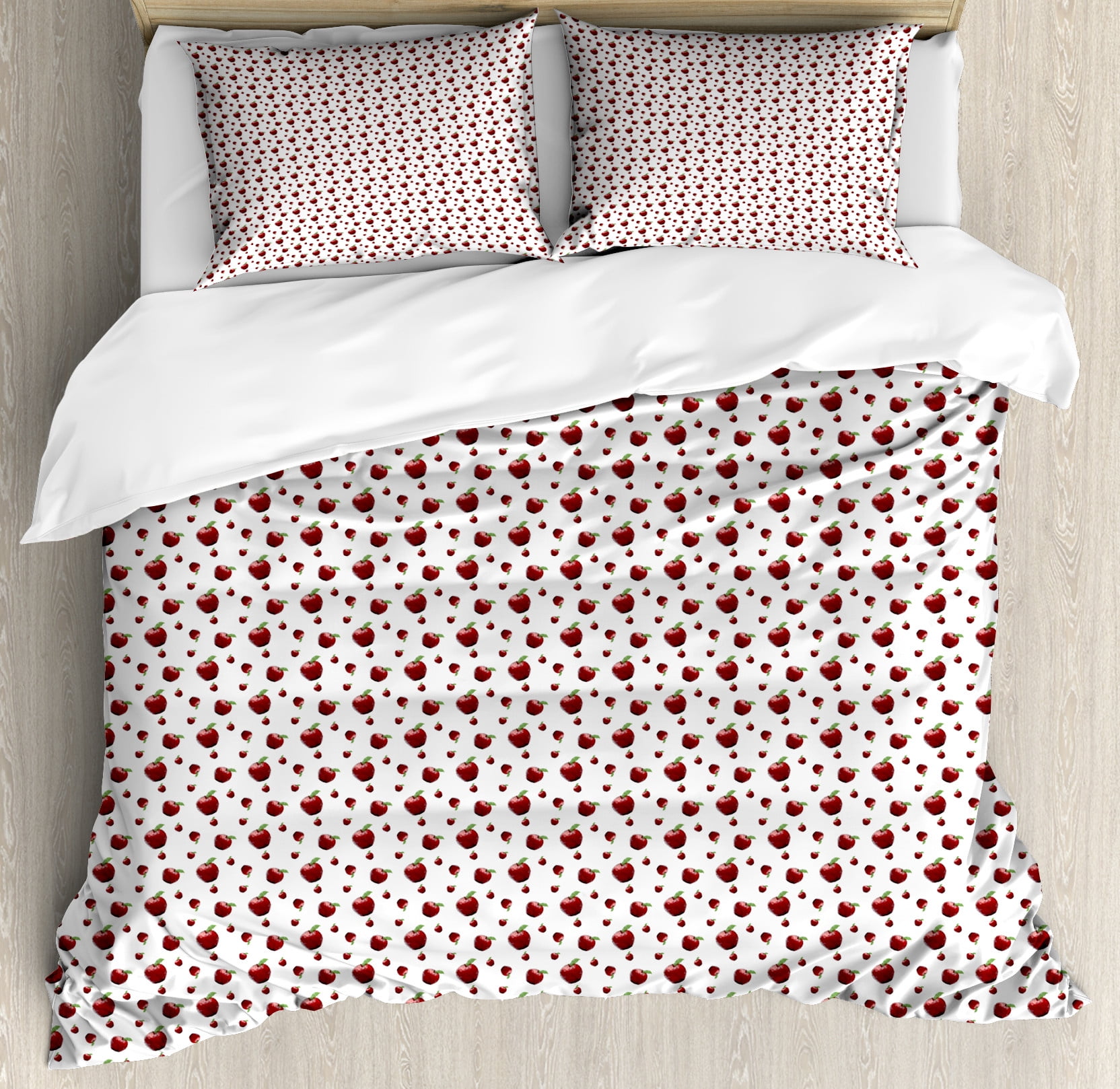 Polygons Duvet Cover Set, Continuous Pattern of Crystal Look Apples ...