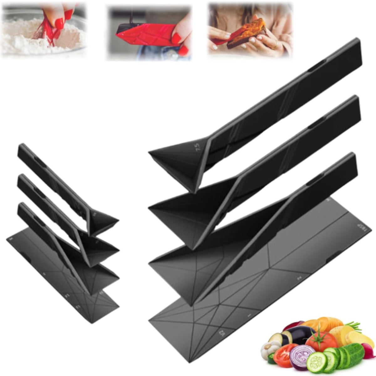 Polygons Flat 3-in-1 Measuring Spoons - 2 Spoons with 6 Different Sizes ...