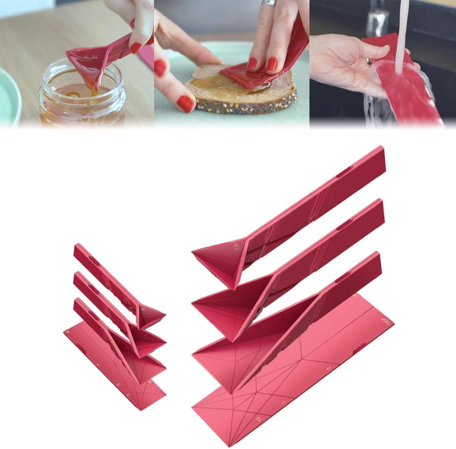 Polygons Flat 3 - in - 1 Magnetic Measuring Spoons Set (Black) - 2 ...