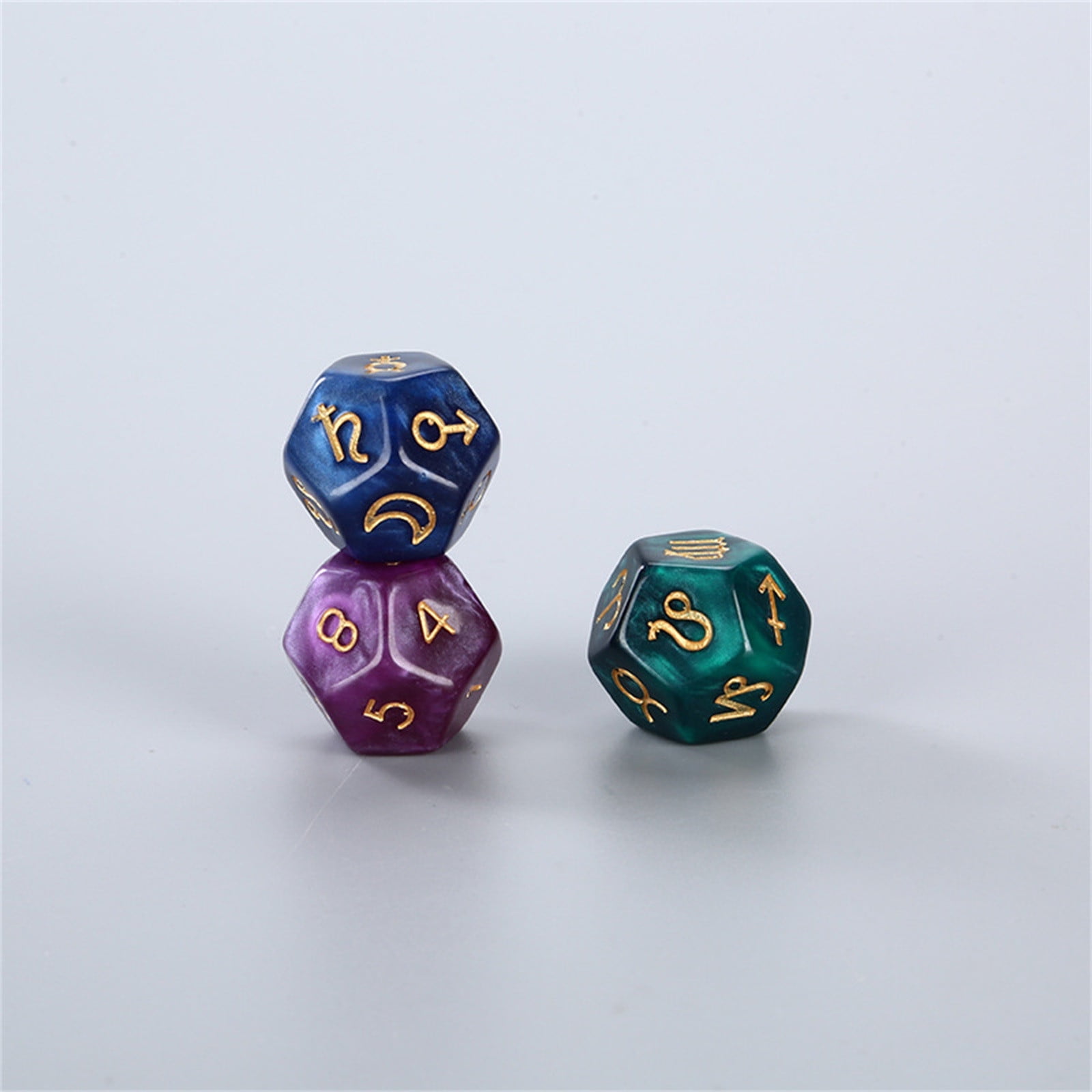 Polyhedral Dice Set, 3-Piece Acrylic Astrology Dice, Dual-Color Designs ...