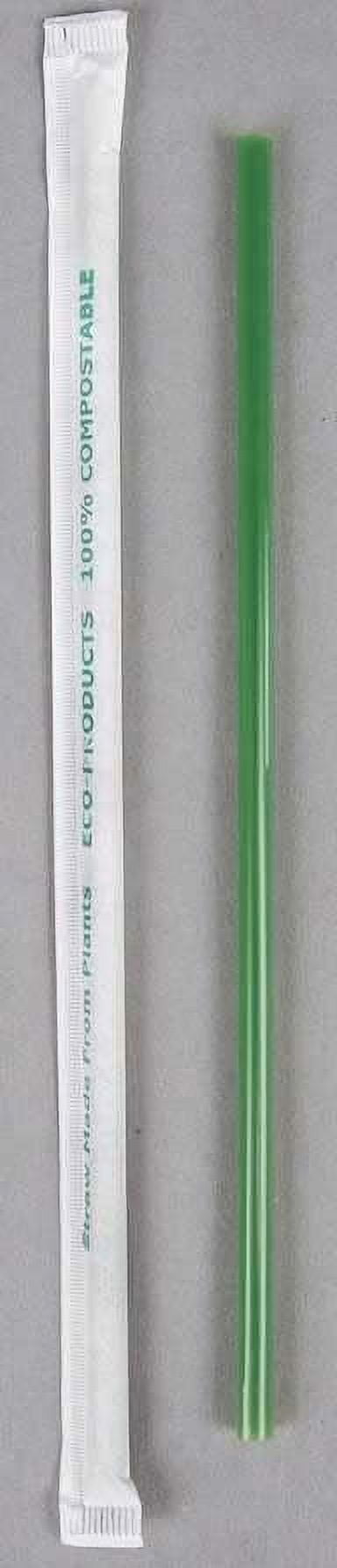 Polylactic Acid Biodegradable Wrapped Jumbo Green Straw, 10.25 inch ...