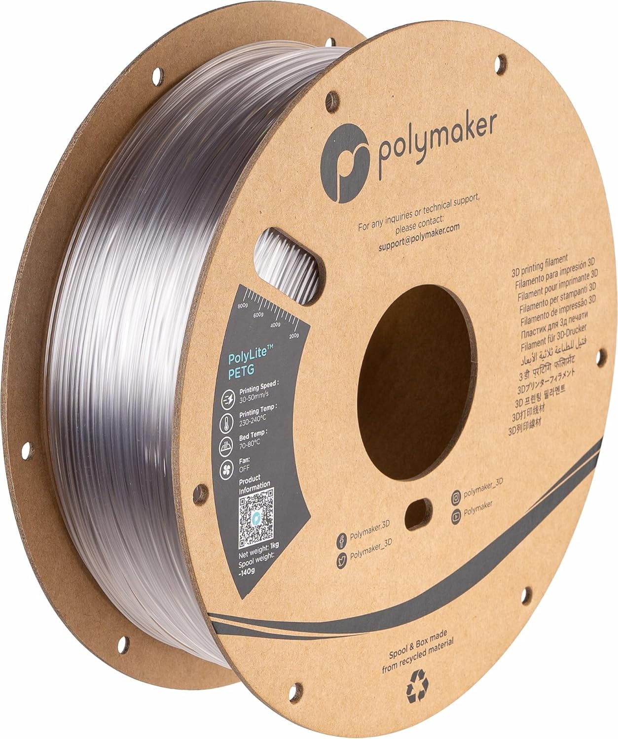 Polymaker PETG Filament 1.75mm, 1kg Strong PETG 3D Printer Filament ...