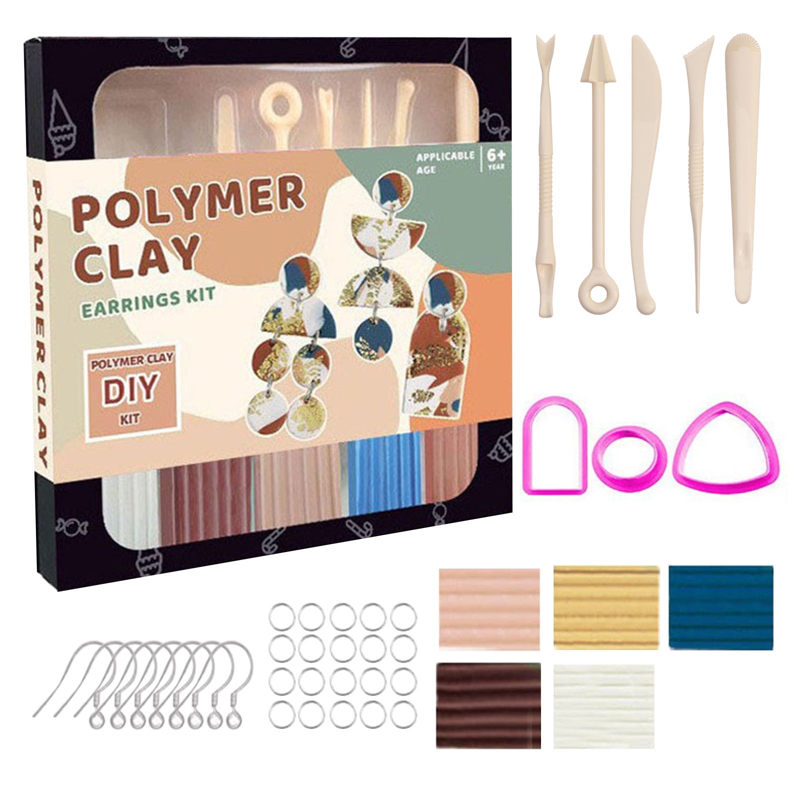 Polymer Clay DIY Earring Making Kit, Non-Bake Air-Dry Ceramic Tool Set ...
