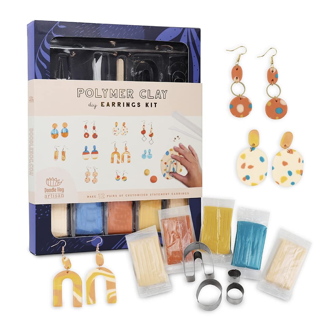 Polymer Clay Earring Making Kit - Make 12 Earrings, Gift for Teens and ...