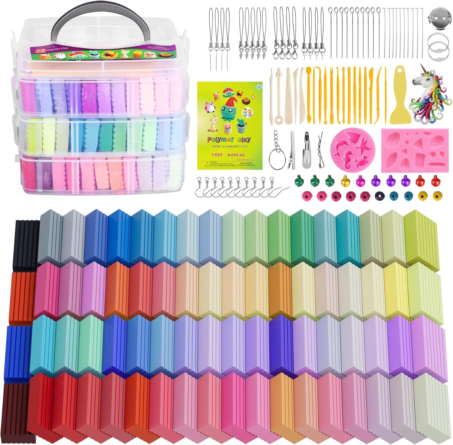 Polymer Clay Set, 72 Color Oven Bake with Sculpting Tools and ...