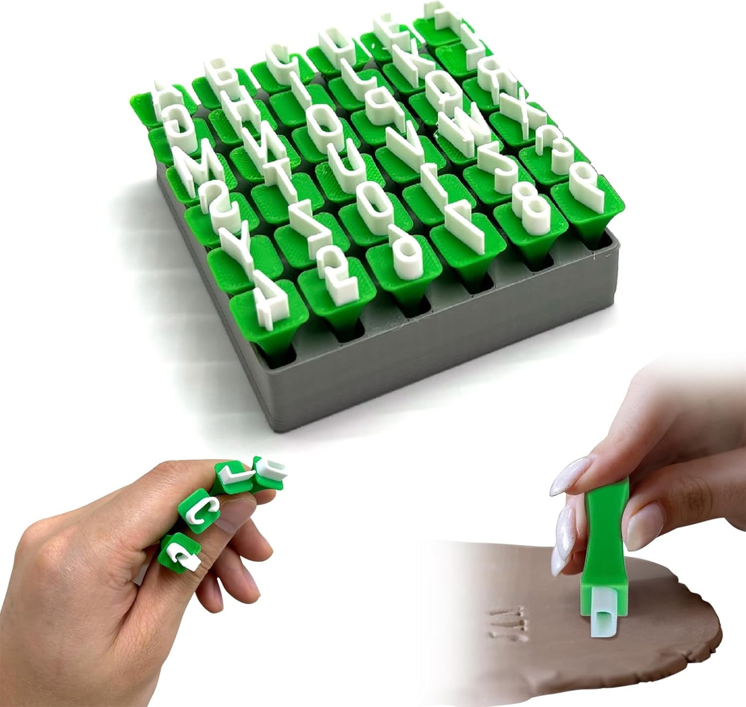 Polymer Clay Stamp Set-Uppercase&Lowercase Letters,Numbers,Symbols (1/2 ...