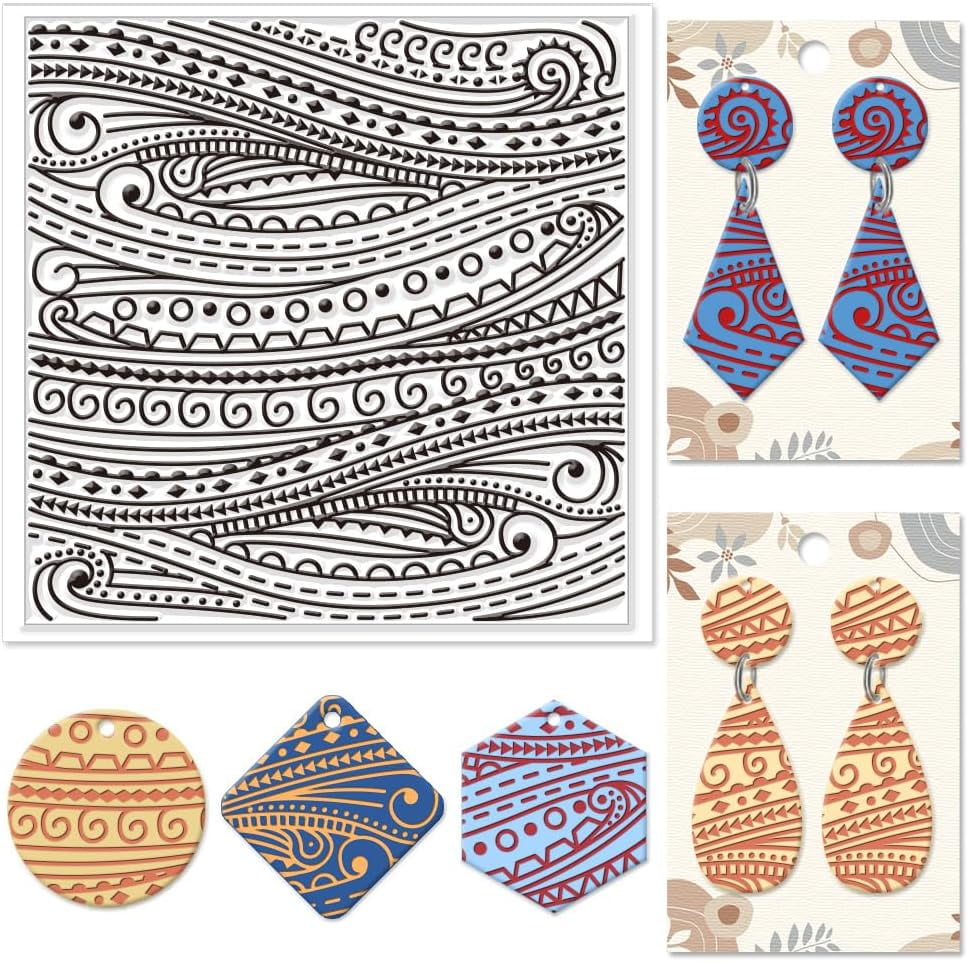 Polymer Clay Texture Sheets Art Scroll Texture Stamp Sheets Silicone ...