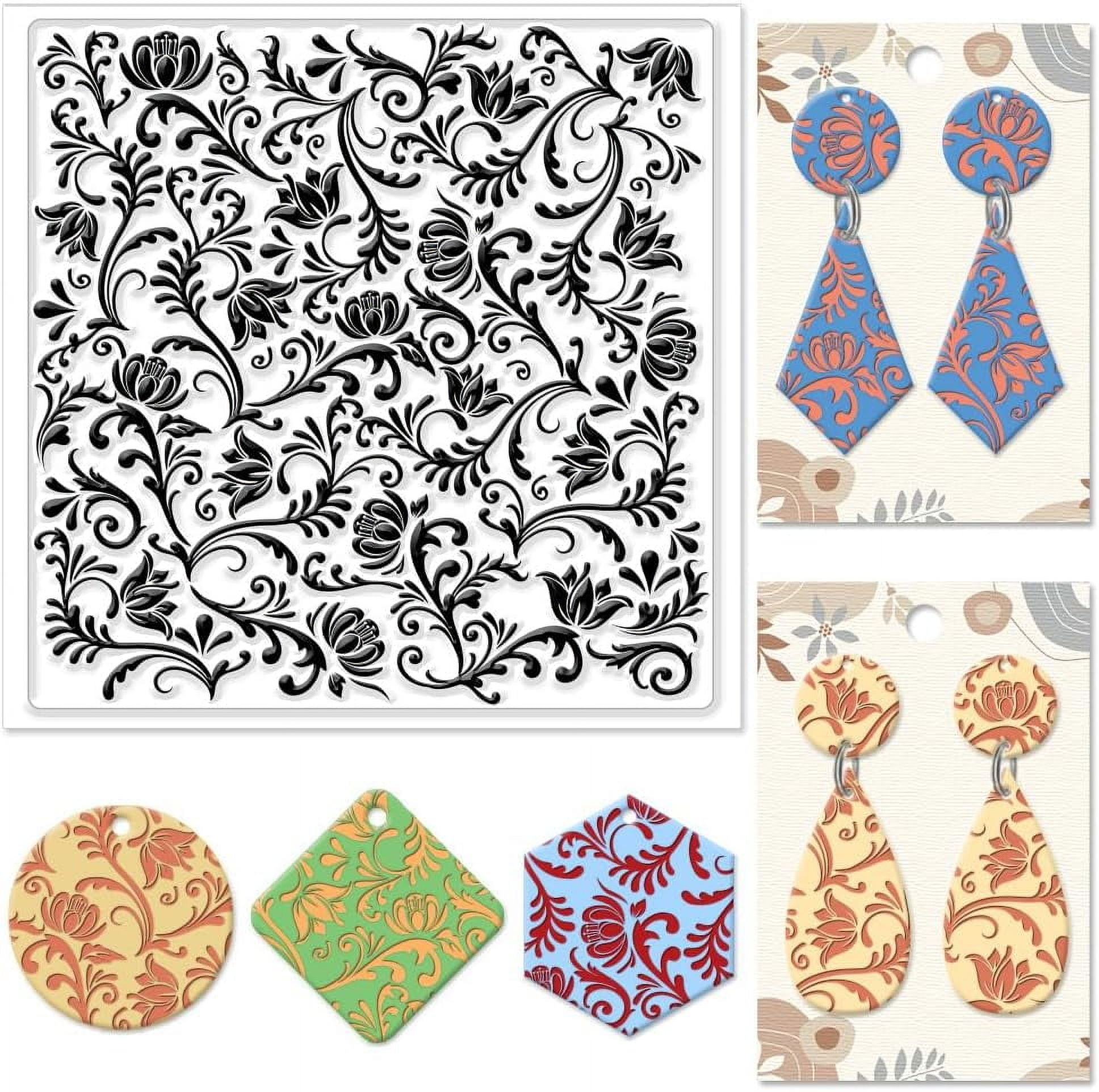 Polymer Clay Texture Sheets Flower Vine Man Silicone Texture Stamp Clay ...