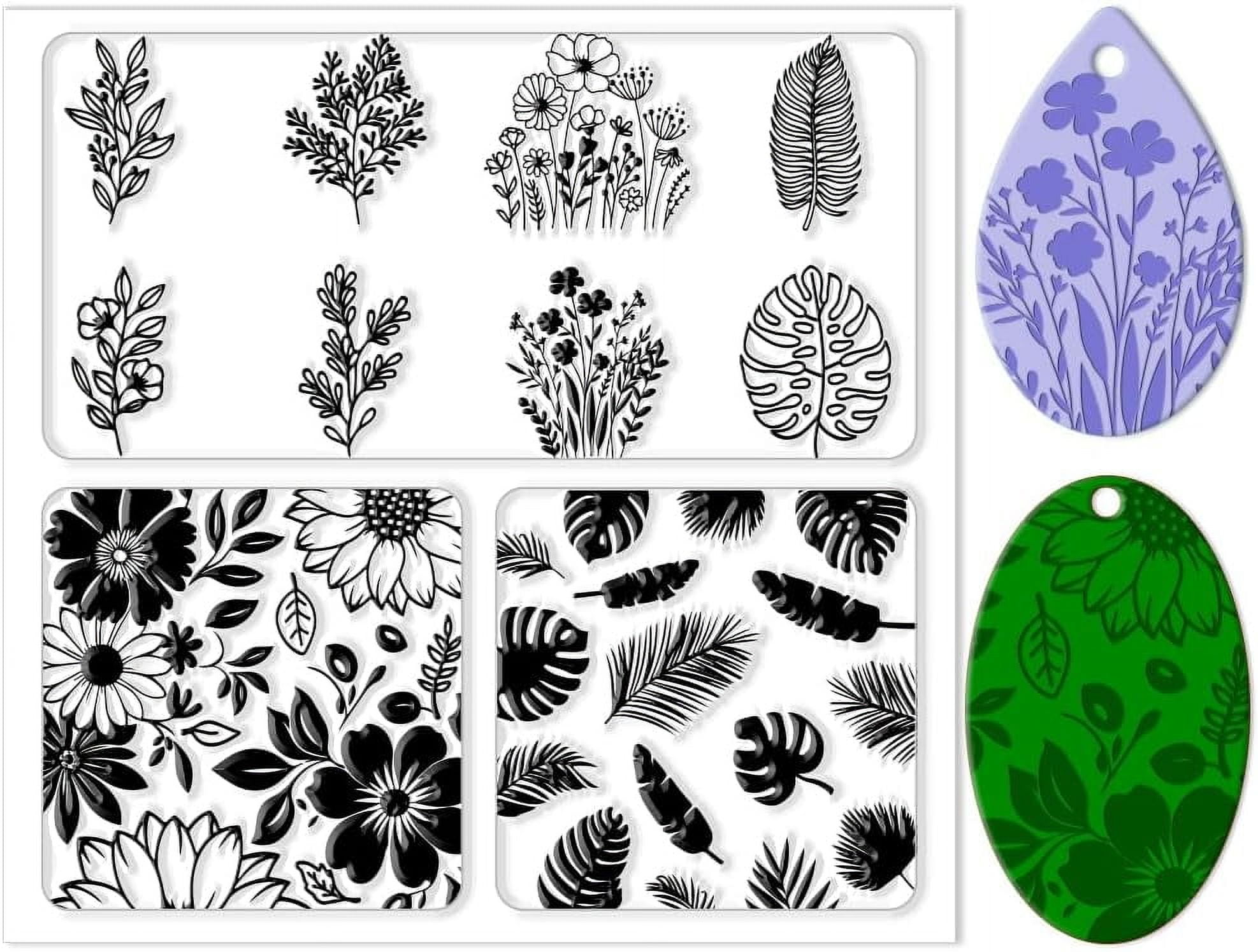 Polymer Clay Texture Sheets Leaves and Flowers Pattern Silicone Clay ...