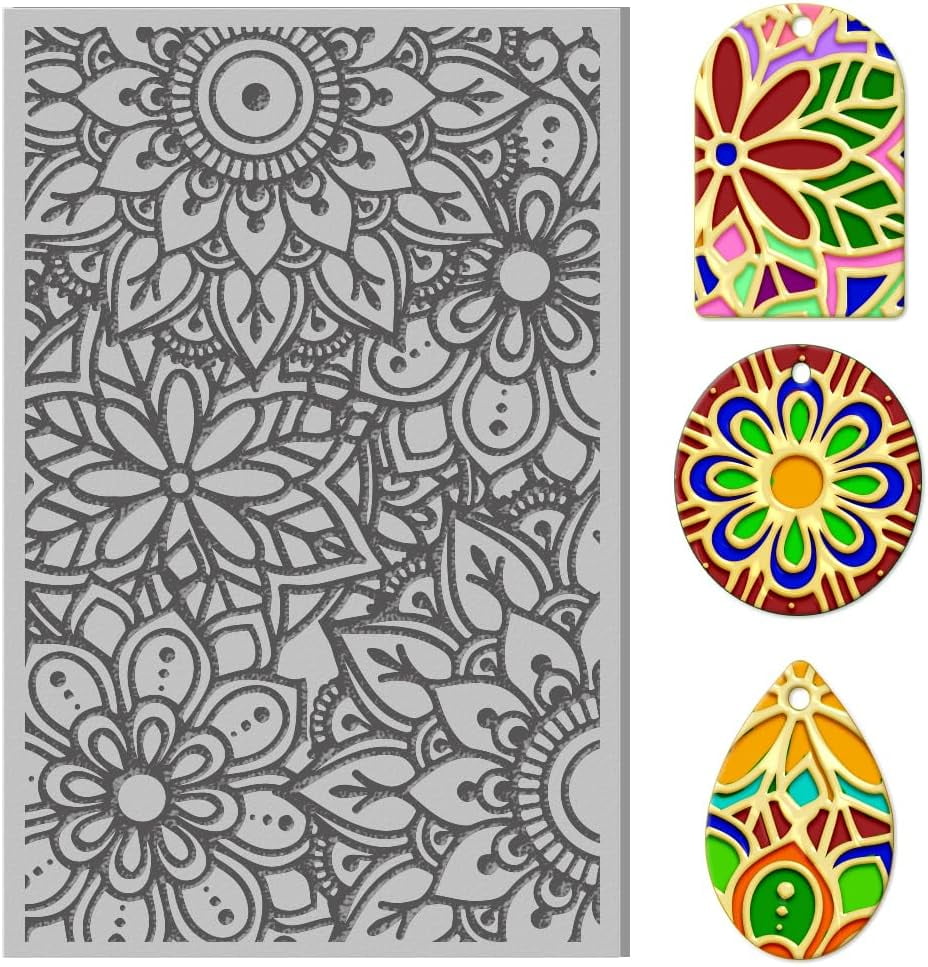 Polymer Clay Texture Sheets Mandala Lotus Rubber Polymer Clay Texture ...