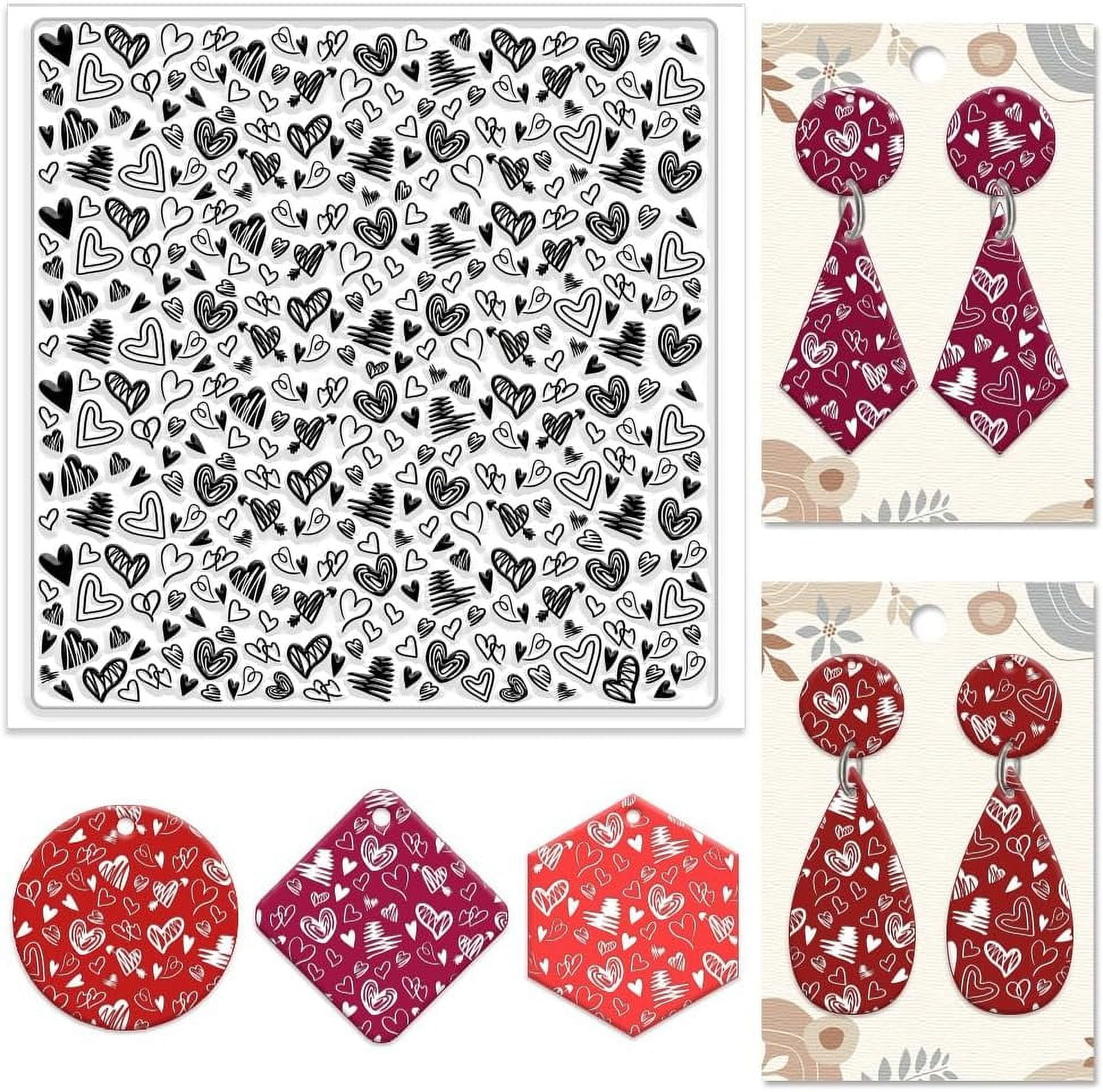 Polymer Clay Texture Sheets Silicone Texture Stamp Doodle Love Heart ...