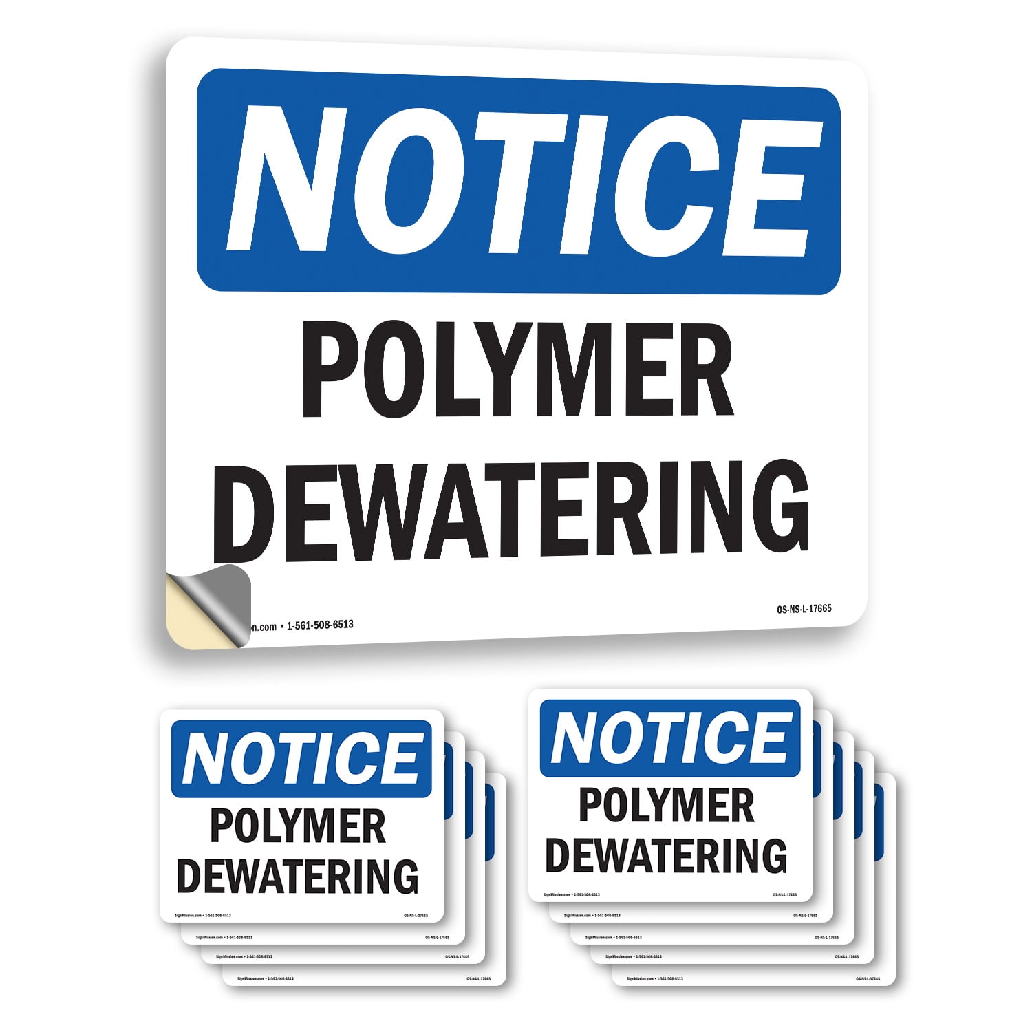 Polymer Dewatering OSHA Notice Vinyl Decal Label 18 Inch x 12 Inch - 10 ...