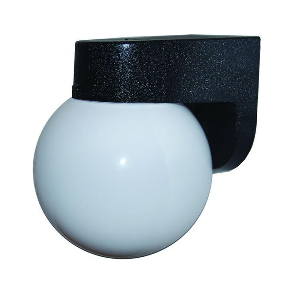 Polymer Products 1-Light Black Outdoor Wall Bracket with 6 in. Globe ...