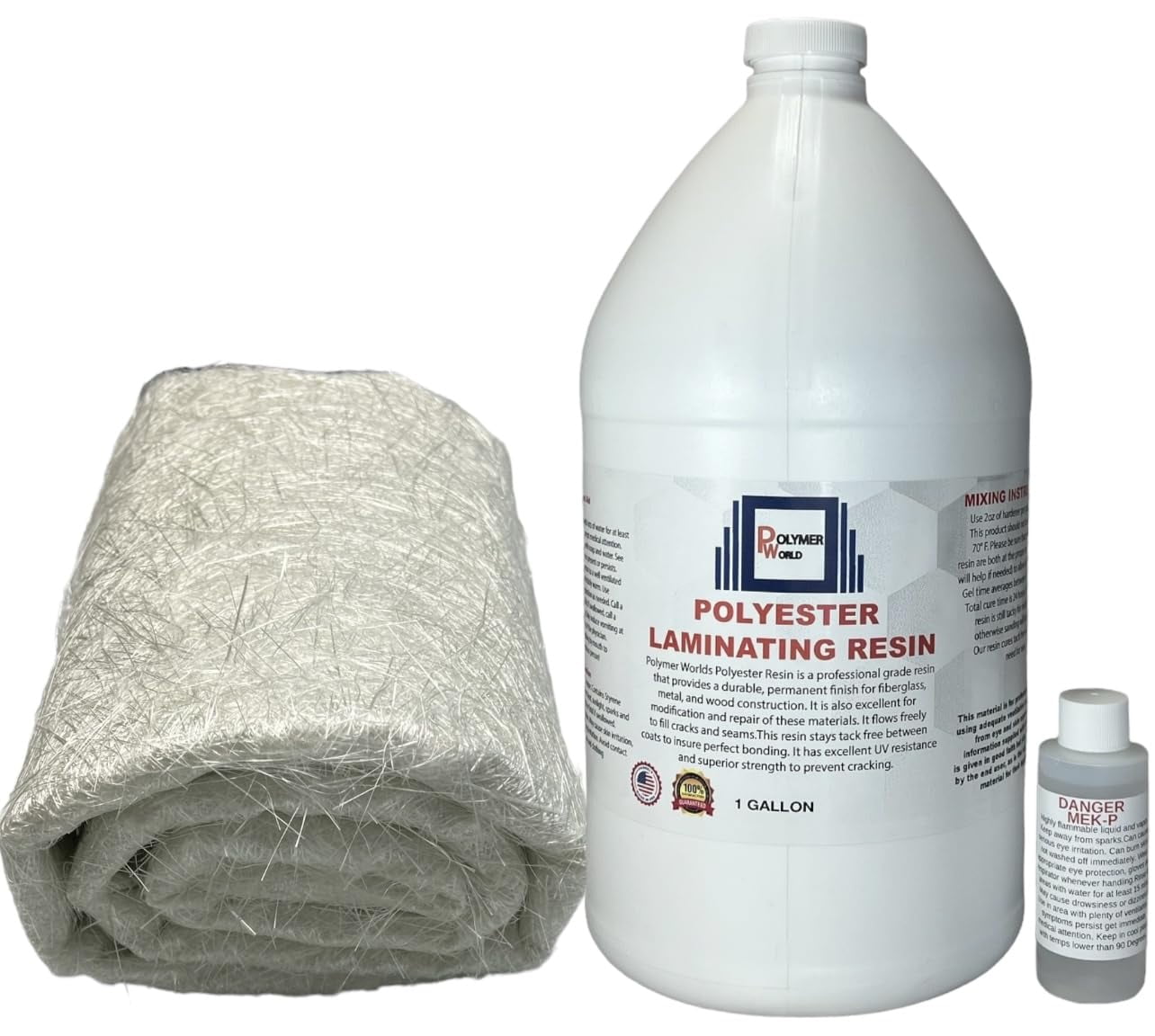 Polymer World- 1 Gal Polyester Resin with Rolled 1.5x50x5 Yard Chopped ...