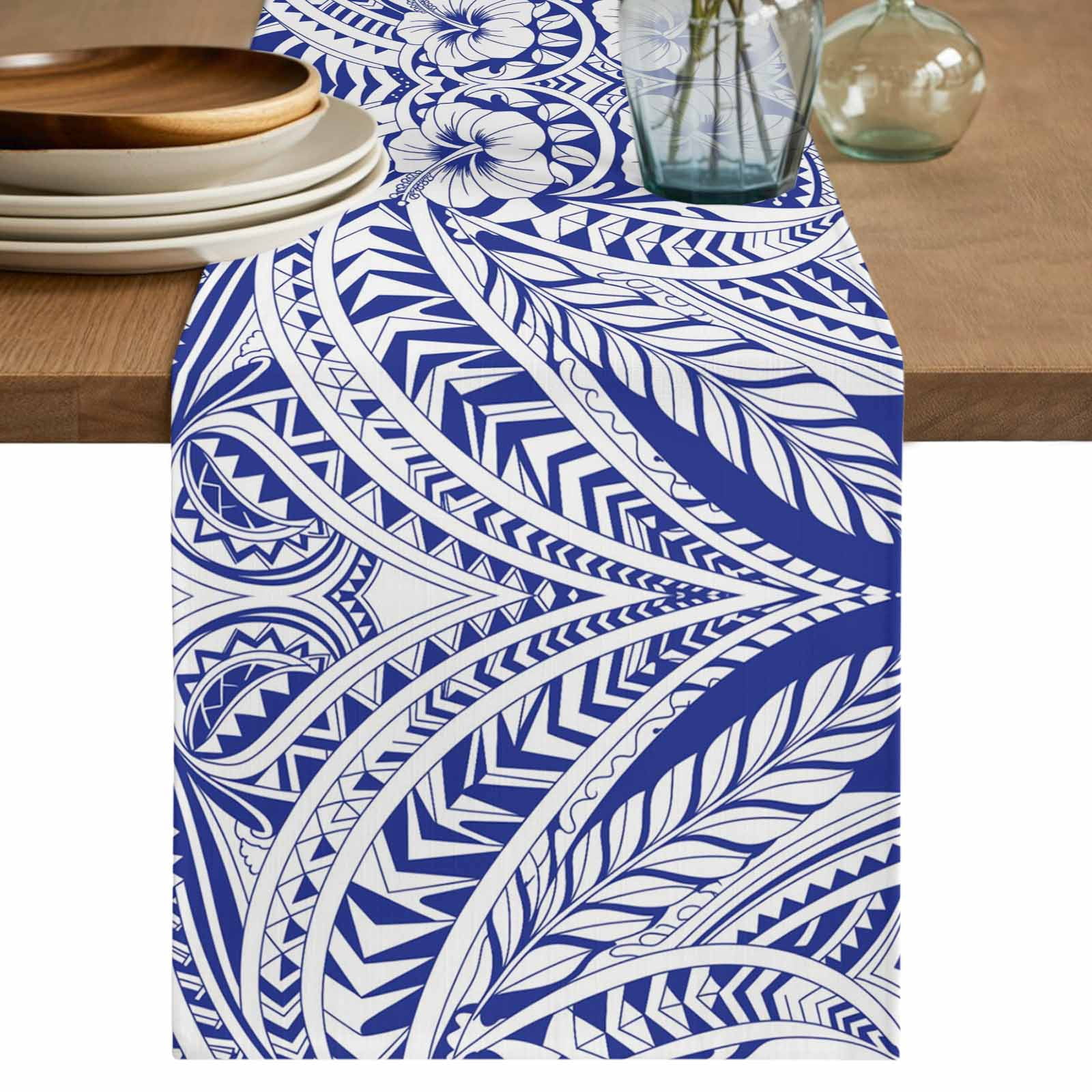 Polynesia Texture Table Runner 36 Inches, Retro Traditional Tribe ...