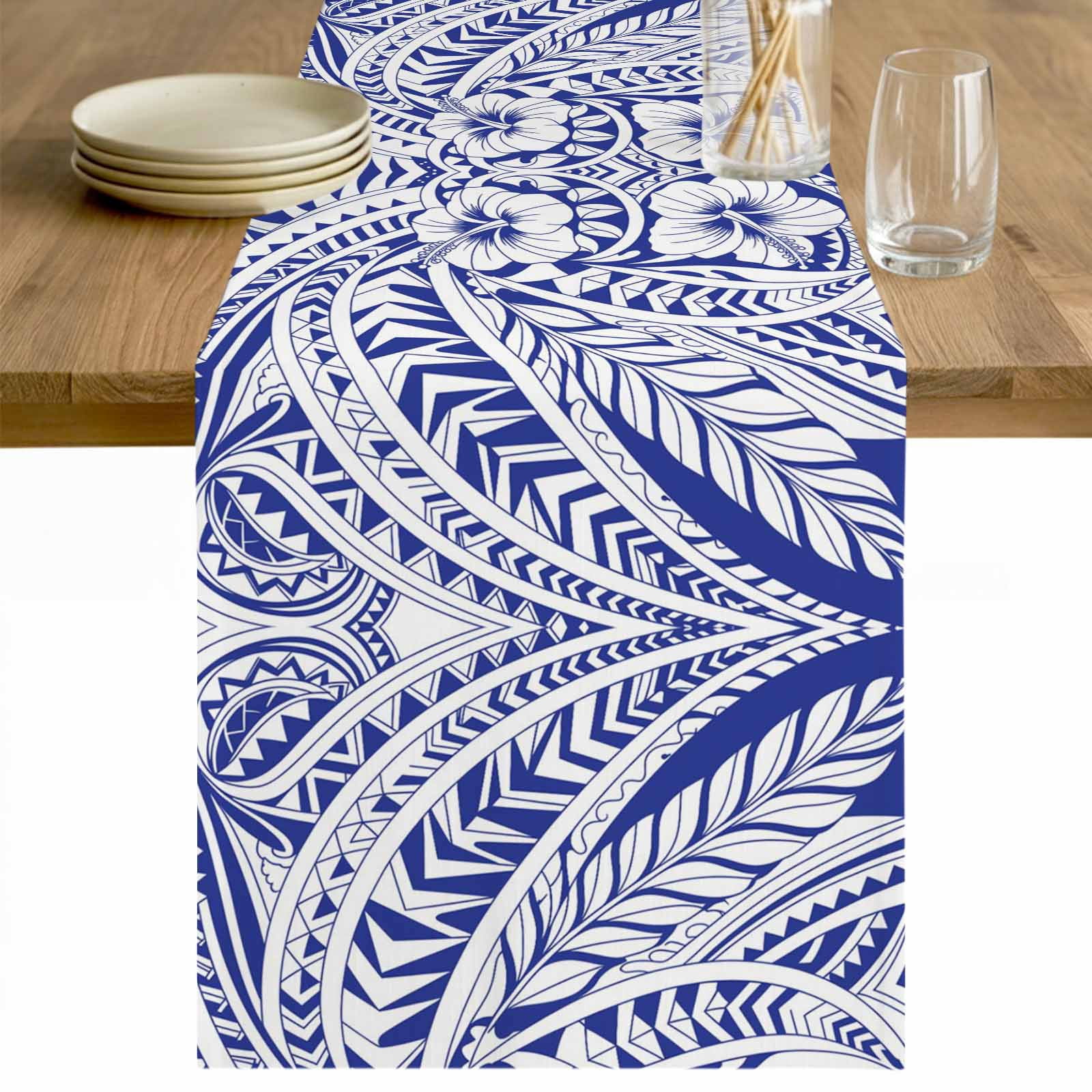 Polynesia Texture Table Runner - 60 Inch Long Retro Traditional Tribe ...