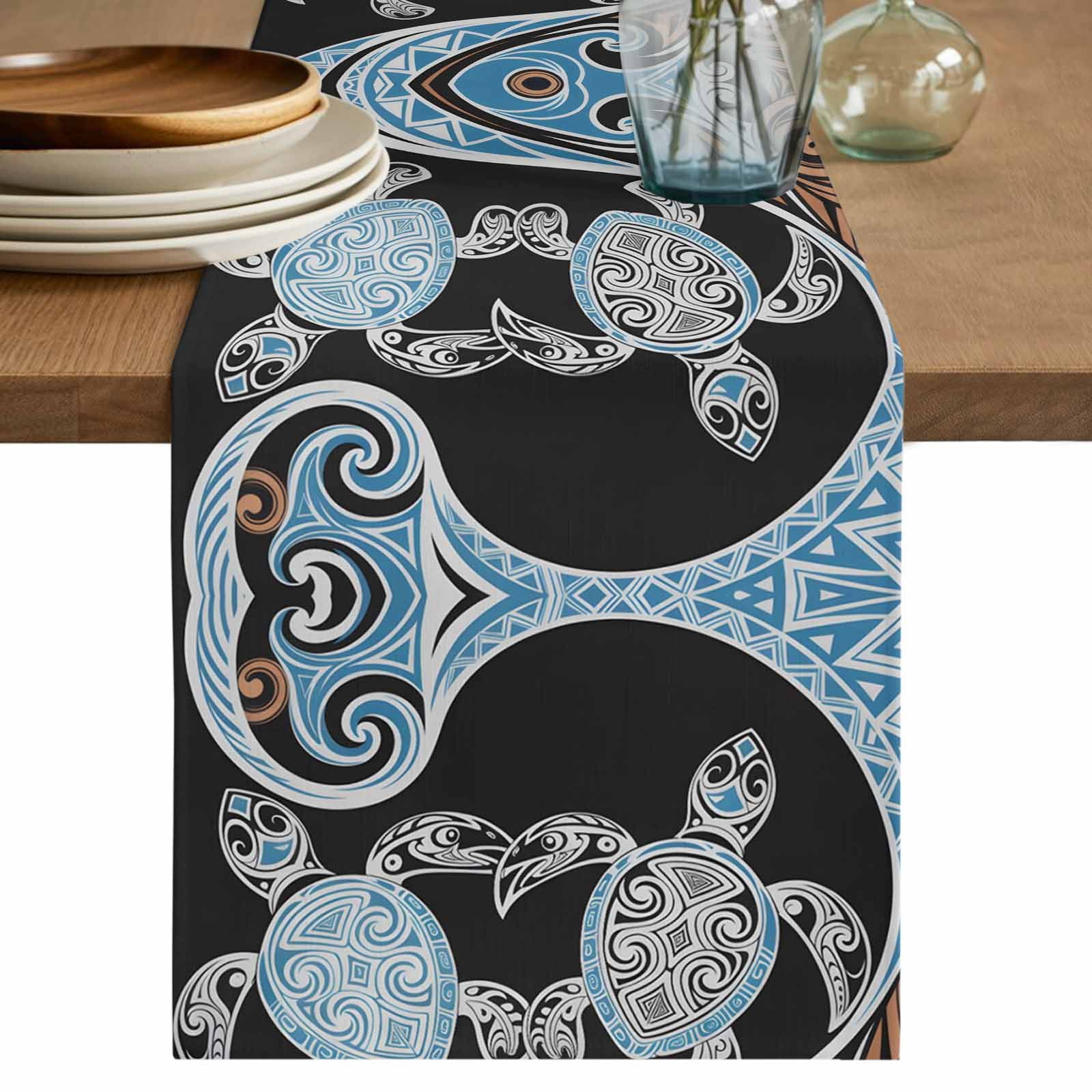 Polynesia Texture Table Runner 72 Inches, Vintage Traditional Tribe Sea ...