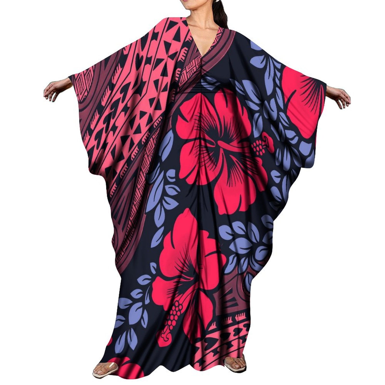 Polynesian Dress Fall Lace-Up Cape Dress With Butterfly Sleeves Custom ...