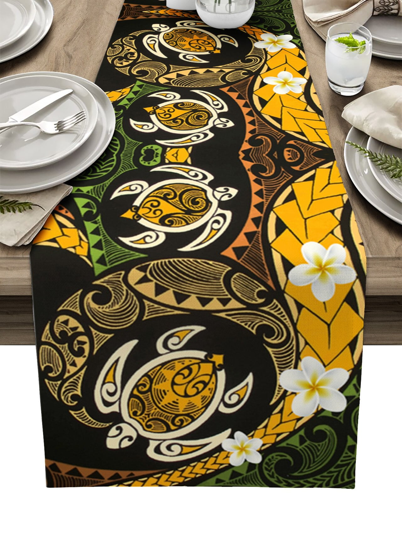 Polynesian Ethnic Texture Table Runner Home Wedding Table Flag Mat ...