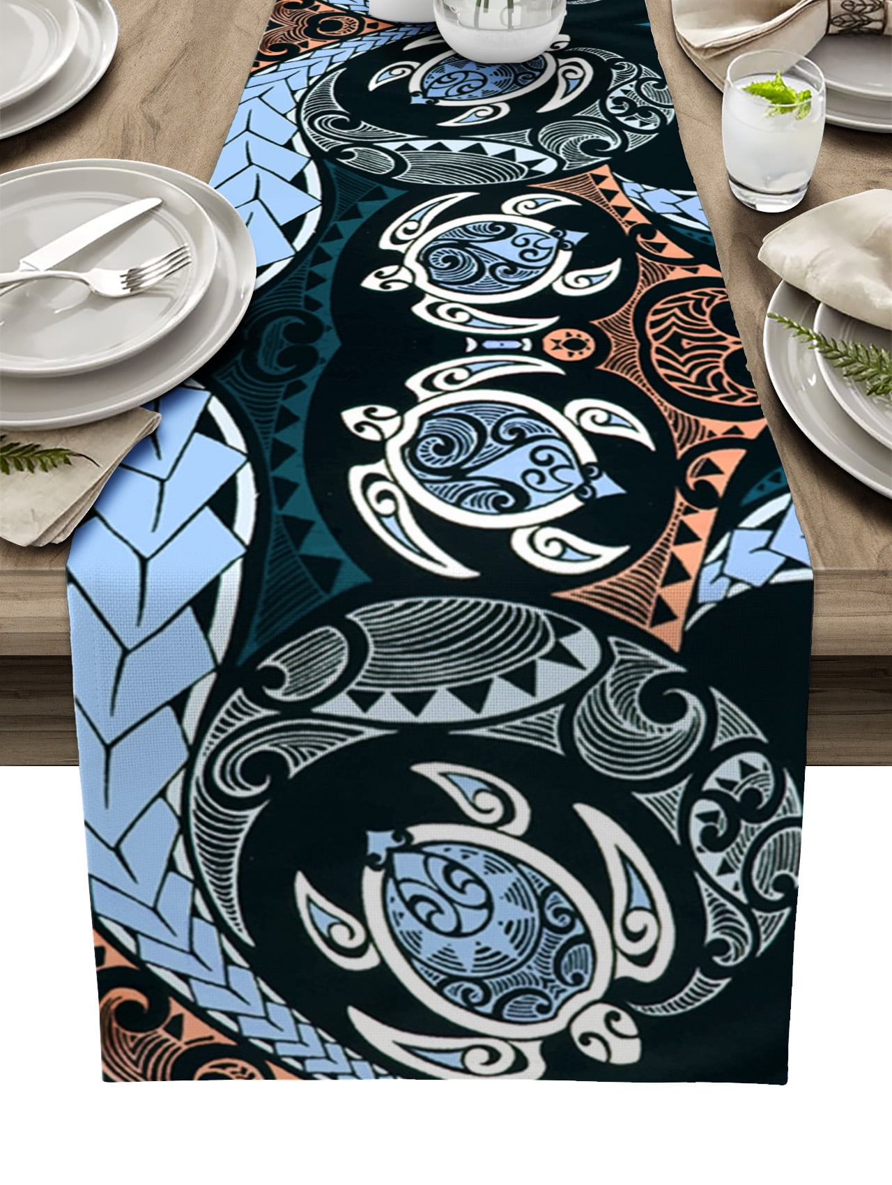 Polynesian Ethnic Texture Table Runner Home Wedding Table Flag Mat ...