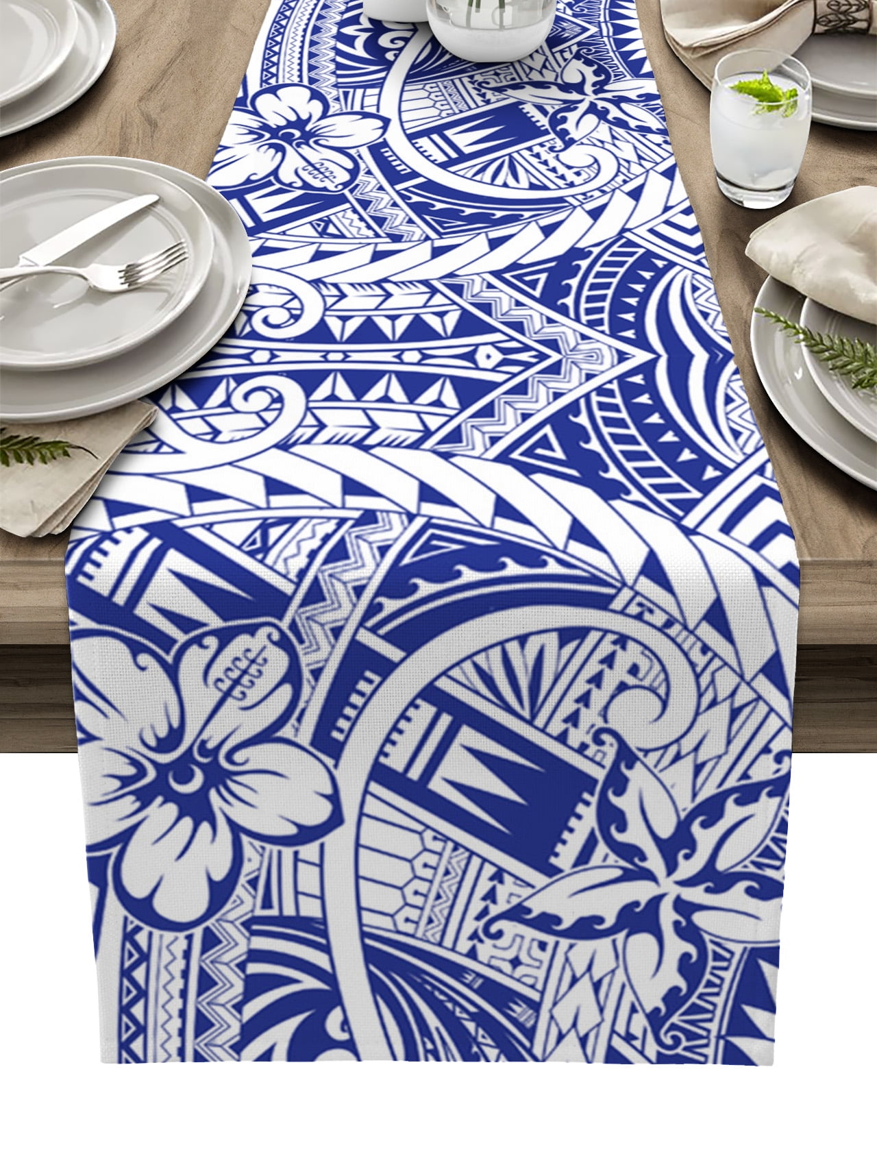 Polynesian Ethnic Texture Table Runner Home Wedding Table Flag Mat ...