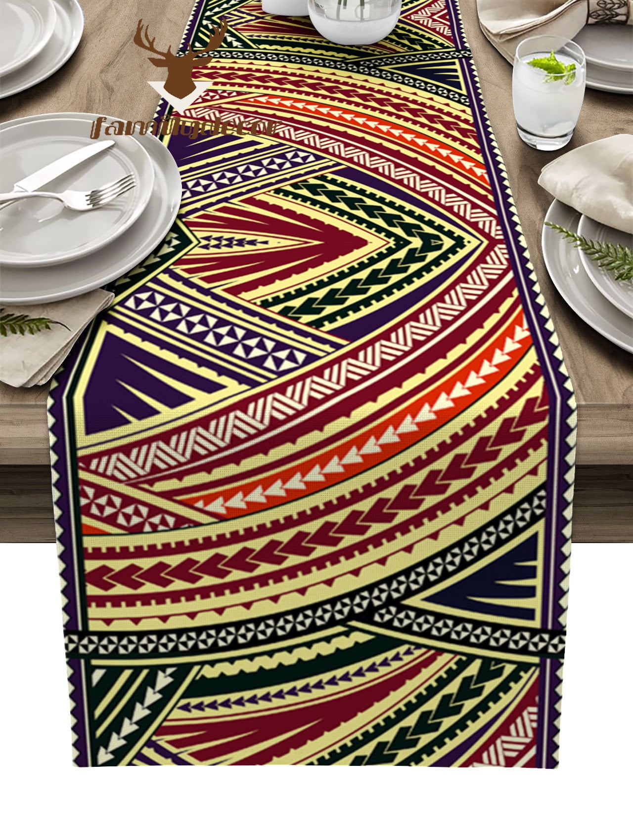 Polynesian Ethnic Texture Table Runner Home Wedding Table Flag Mat ...