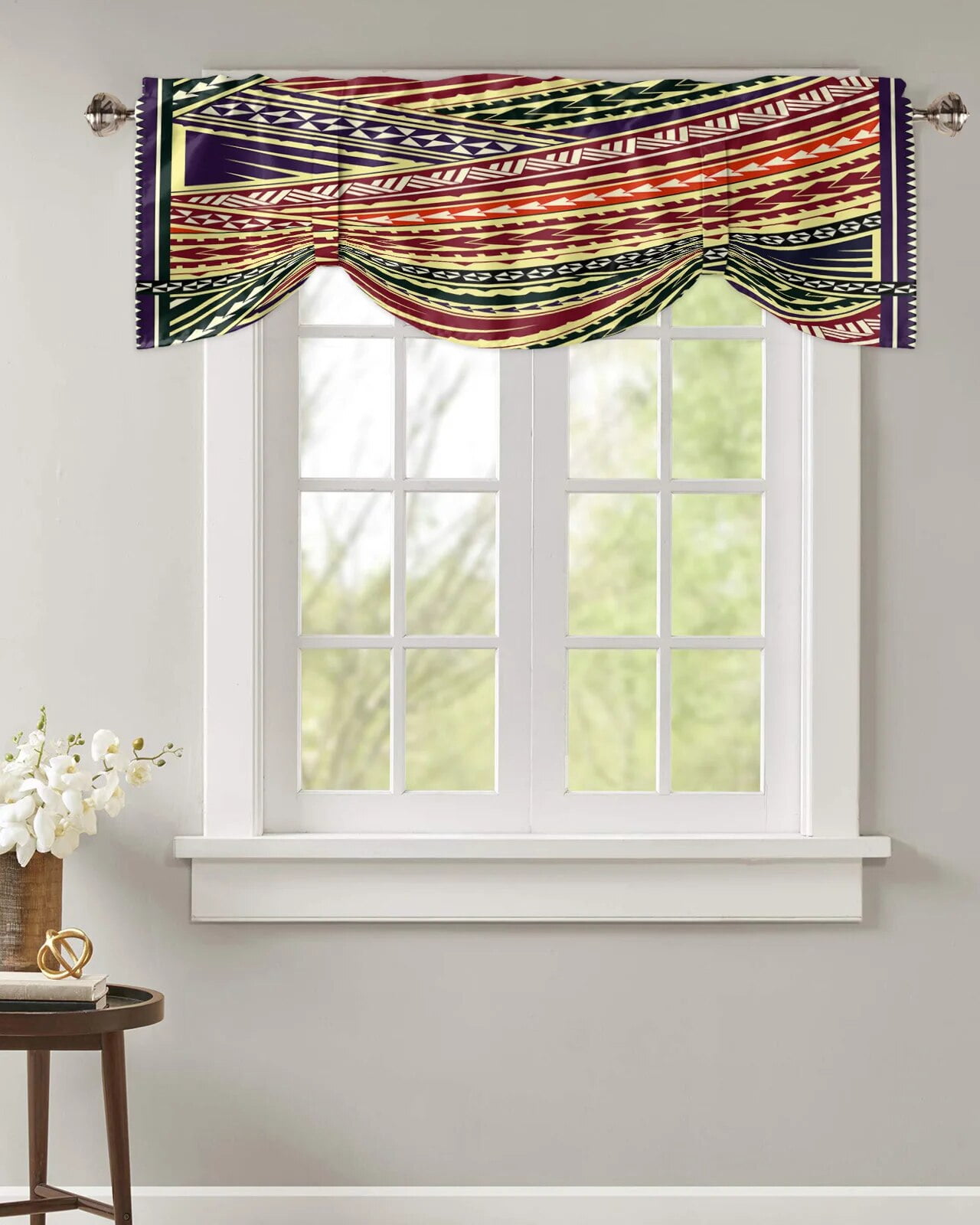 Polynesian Ethnic Texture Window Valance Curtain Kitchen Cafe Short ... Polynesian Ethnic Texture Window Valance Curtain Kitchen Cafe Short ...