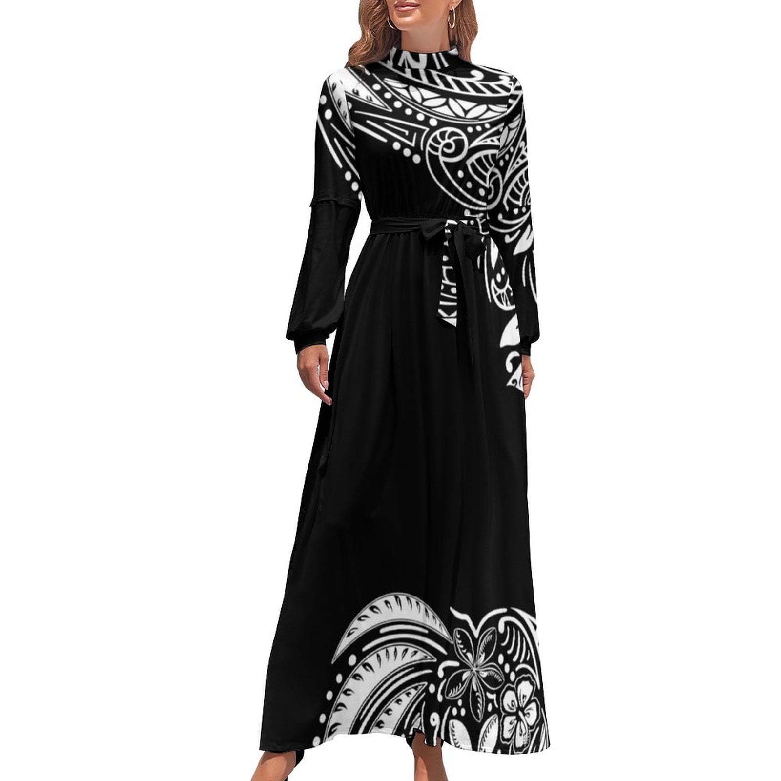 Polynesian Hand Drawn Tribal Threads Long Dress summer dresses Women's ...