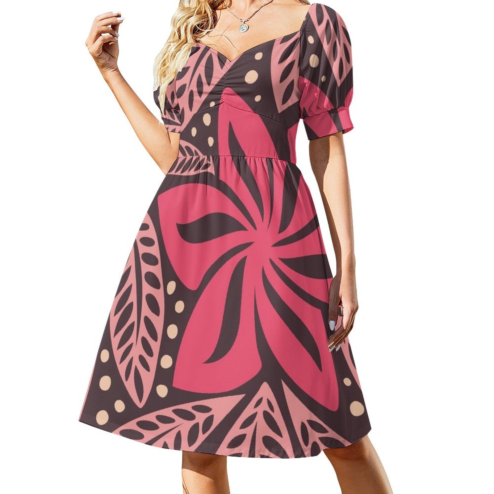 Polynesian Hawaiian big flower pink aubergine floral tattoo design ...