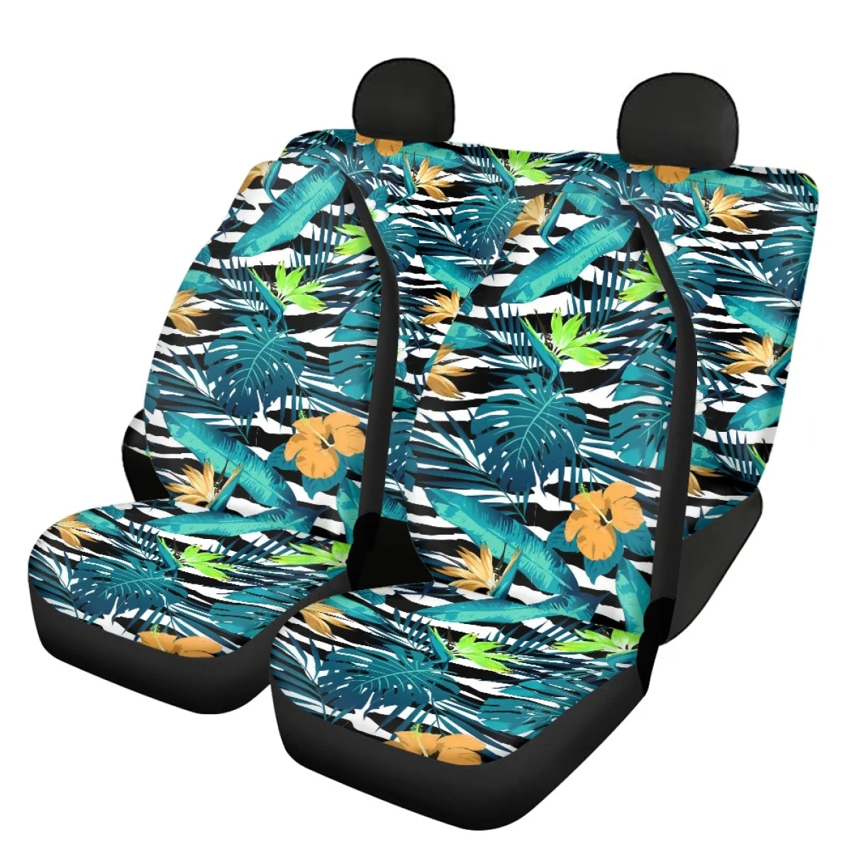 Polynesian Hibiscus Art Design Soft Front and Back Car Seat Covers for ...