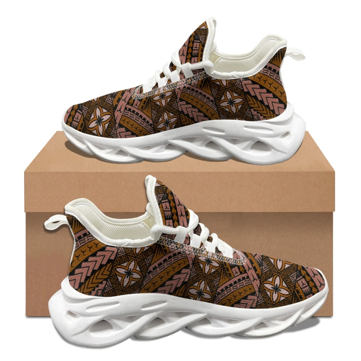 Polynesian Hibiscus Flower Design Basketball Shoes New Street Trend ...