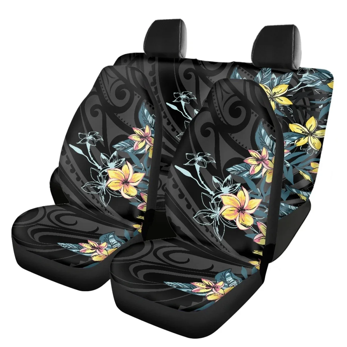 Polynesian Plumeria Flower Print Car Seat Covers Front Set in Cloth Car ...