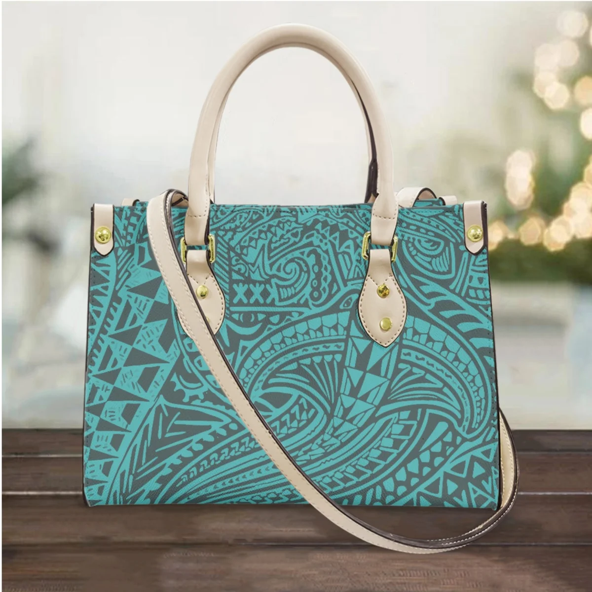 Polynesian Samoa Tattoos Printing Tote Bag for Women Luxury Leather Top ...