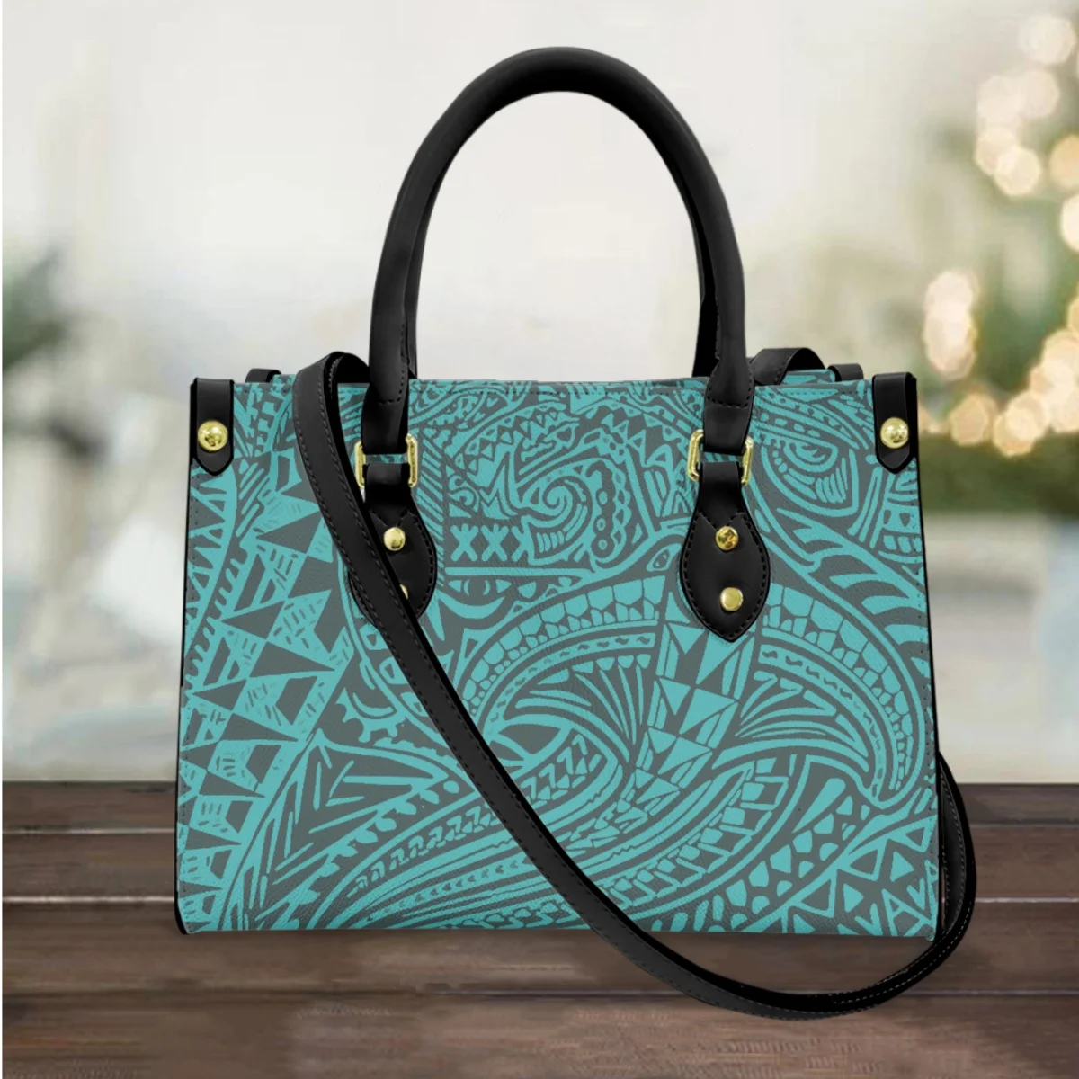 Polynesian Samoa Tattoos Printing Tote Bag for Women Luxury Leather Top ...