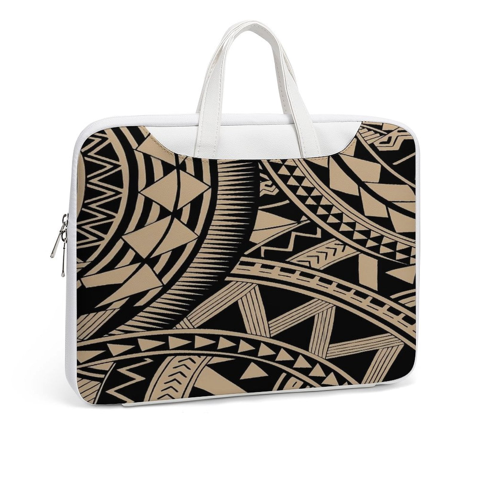 Polynesian Samoan Tattoo Black Tan Design PU Leather Laptop Bag Women ...