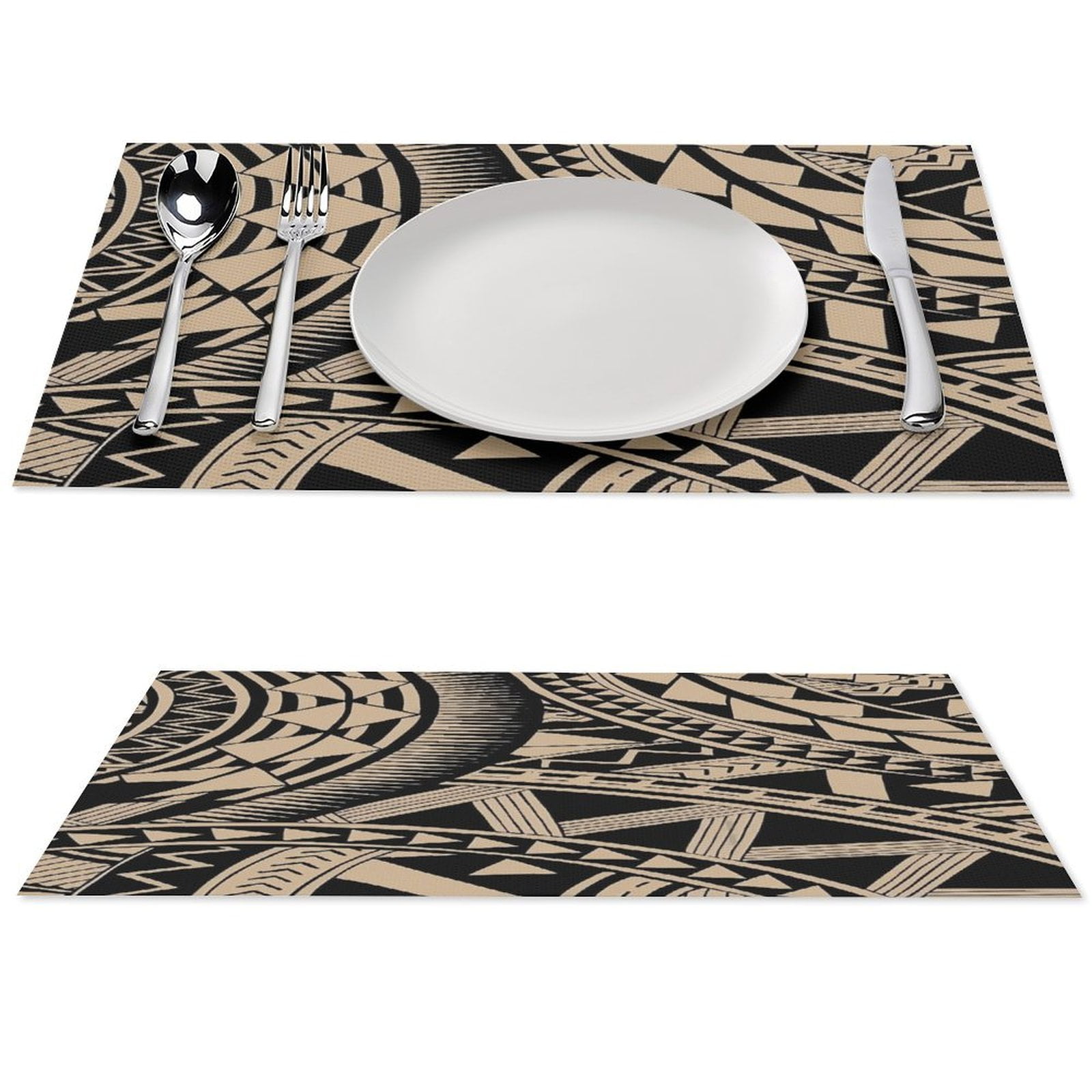 Polynesian Samoan Tattoo Black Tan Design PVC Waterproof Place Mats ...