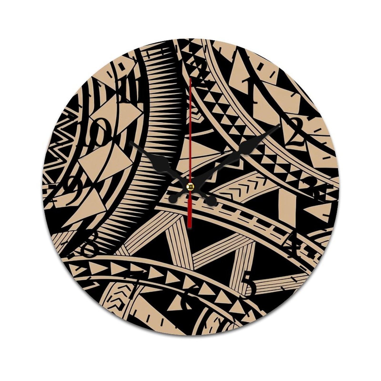 Polynesian Samoan Tattoo Black Tan Design Wall Clock Modern Design ...