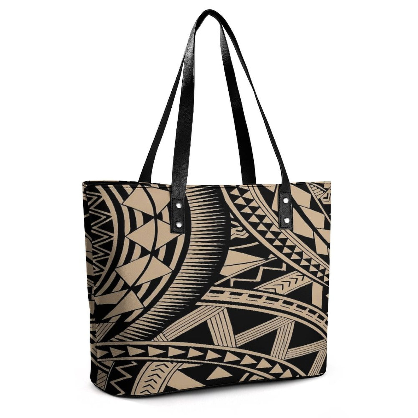 Polynesian Samoan Tattoo Black Tan Design Woman Leather Handbags Large ...