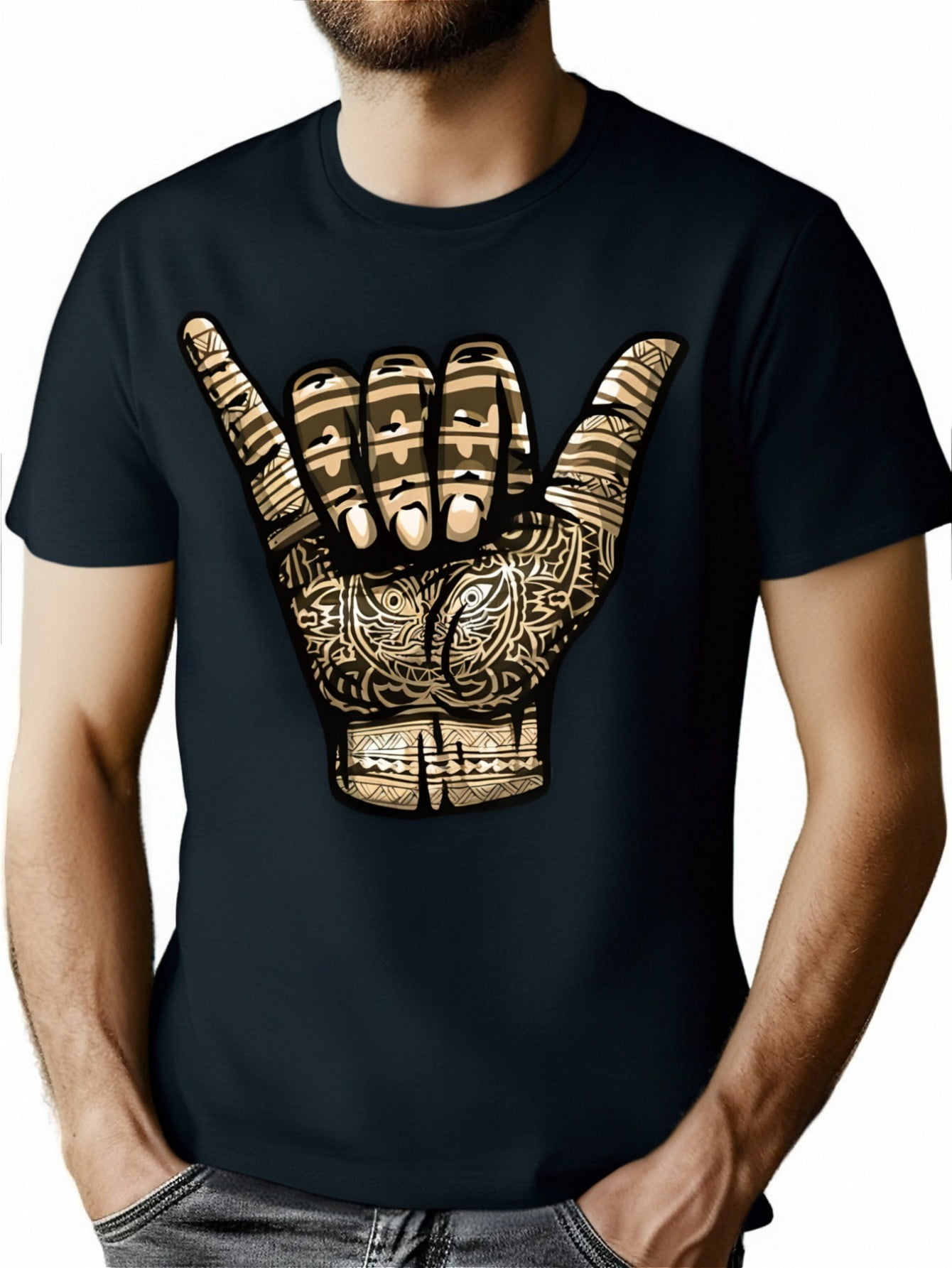 Polynesian Shaka Hand Art Men Women Hawaiian Tribal Tattoo T-Shirt ...